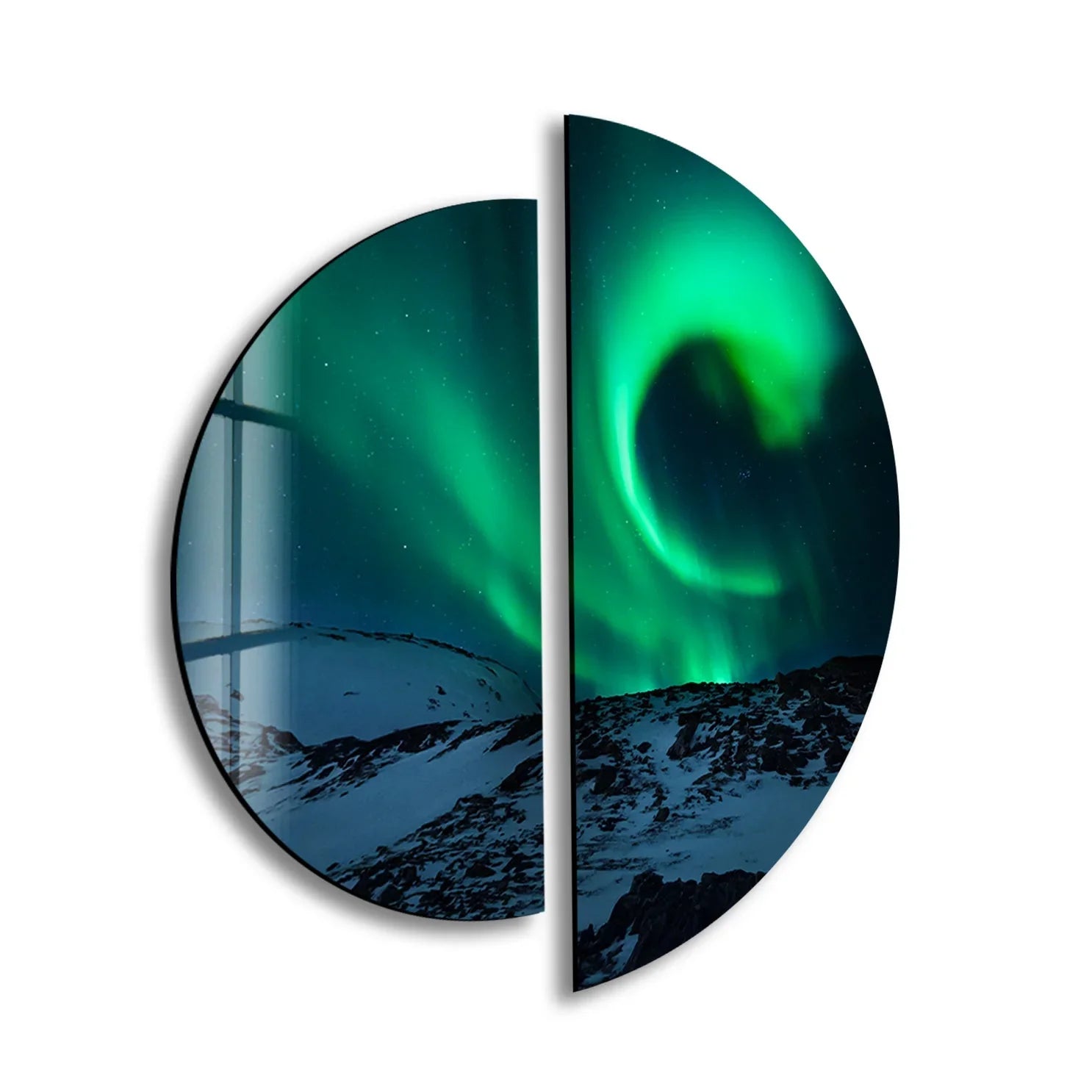 Modern Aurora Borealis Circular Wall Art – Arctic Sky Decor ...