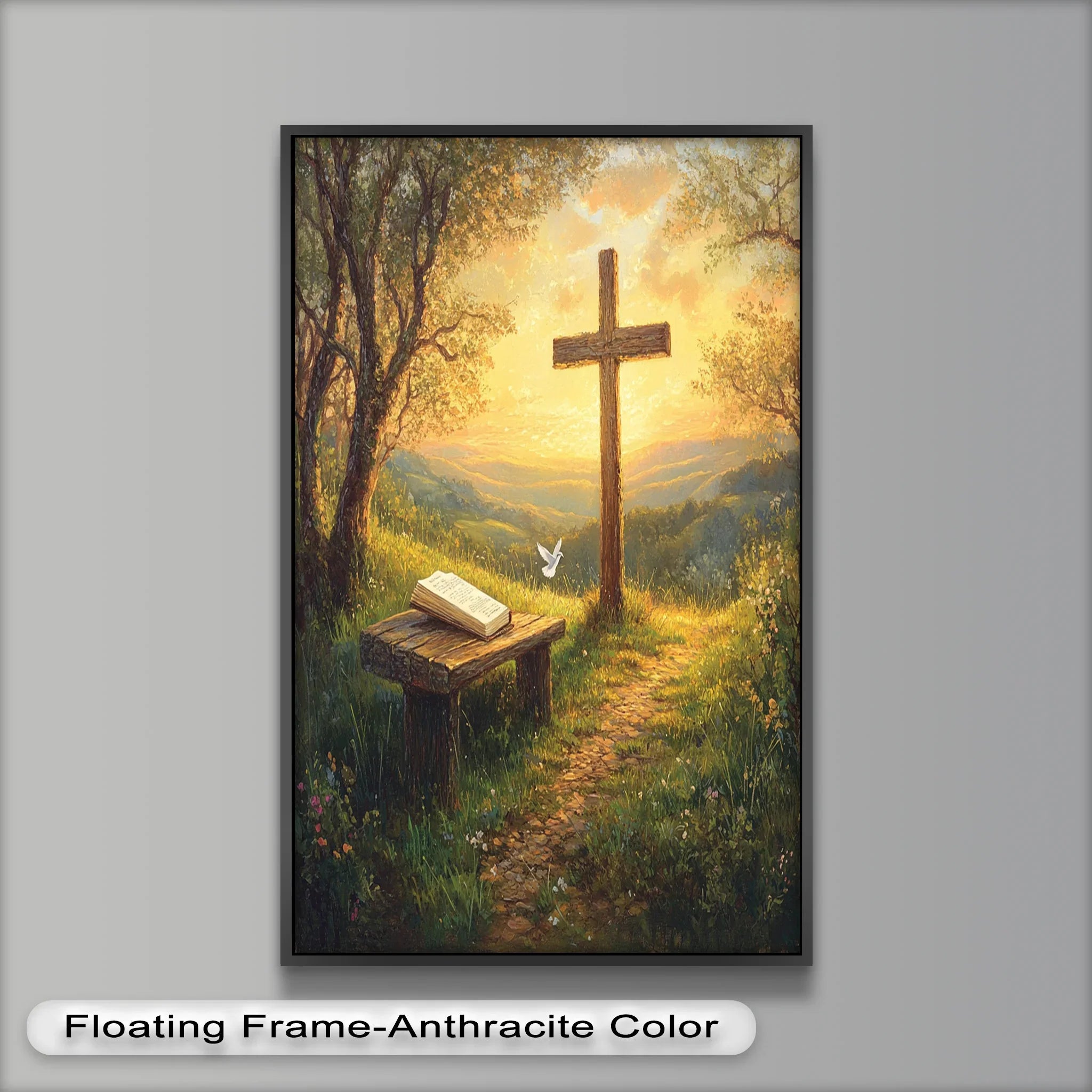 Chemin de la foi–Croix chrétienne et Bible Tableau Peinture à l’huile ...