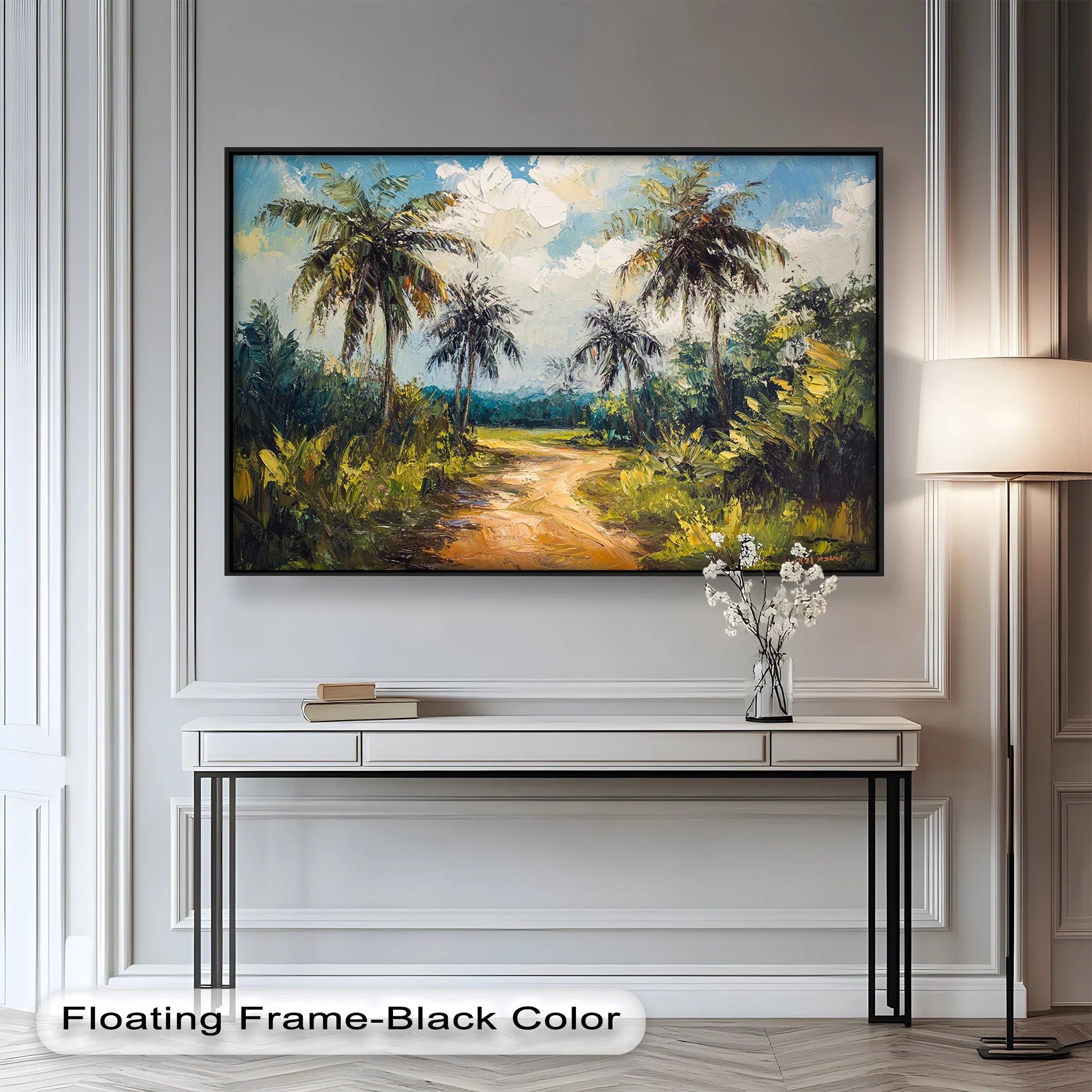 Tropical Pathway with Palm Trees – Impressionist Oil Painting ...