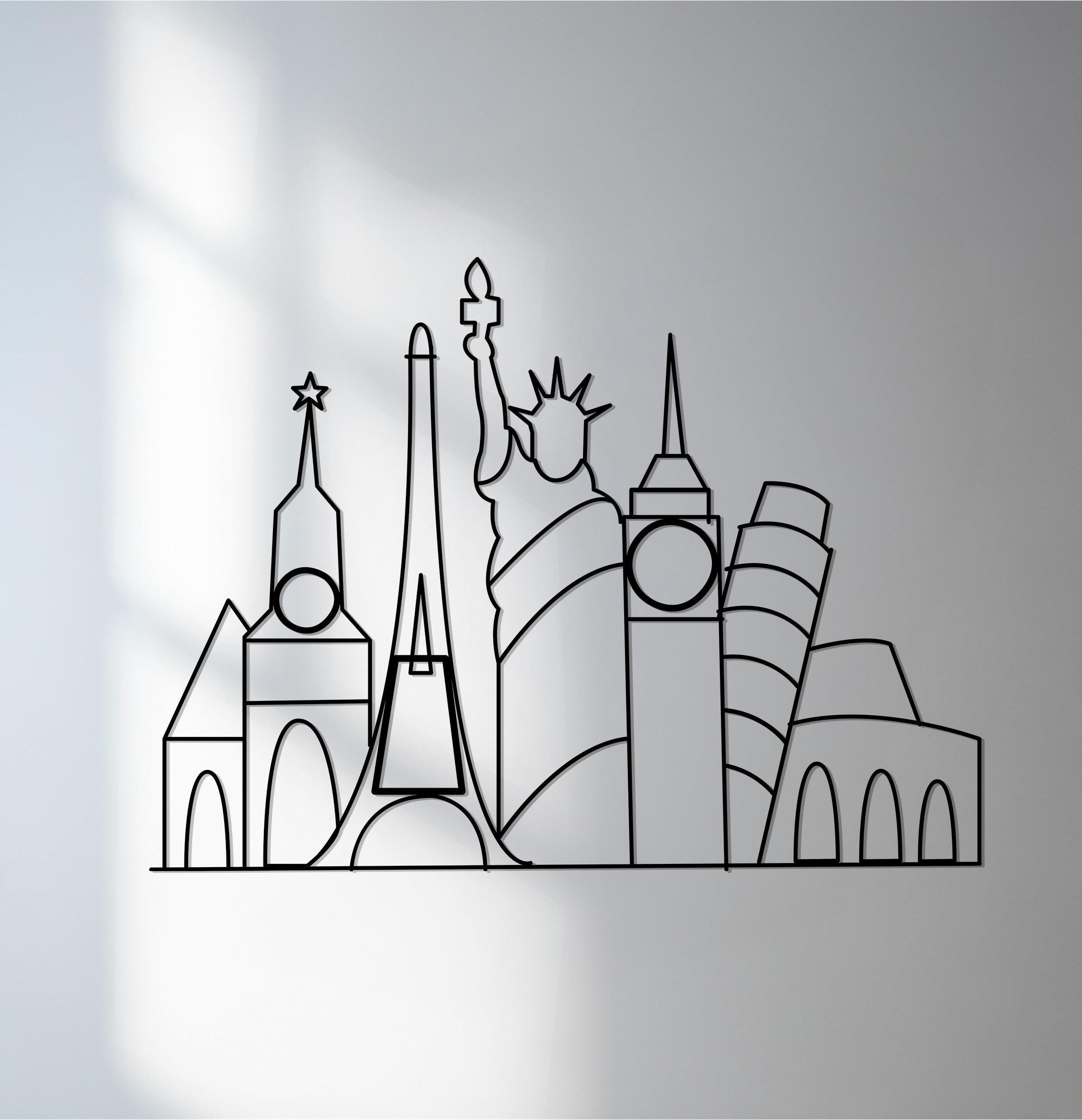 World Landmarks Metal Wall Art – Global Skyline Decor – MyPhotoStation