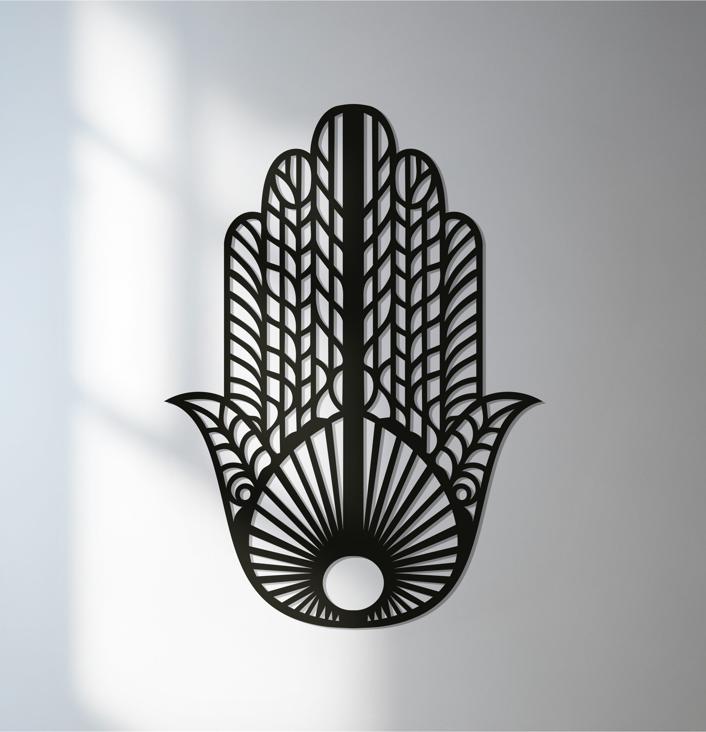 Hamsa Hand Metal Wall Art – Black Modern Wall Decor