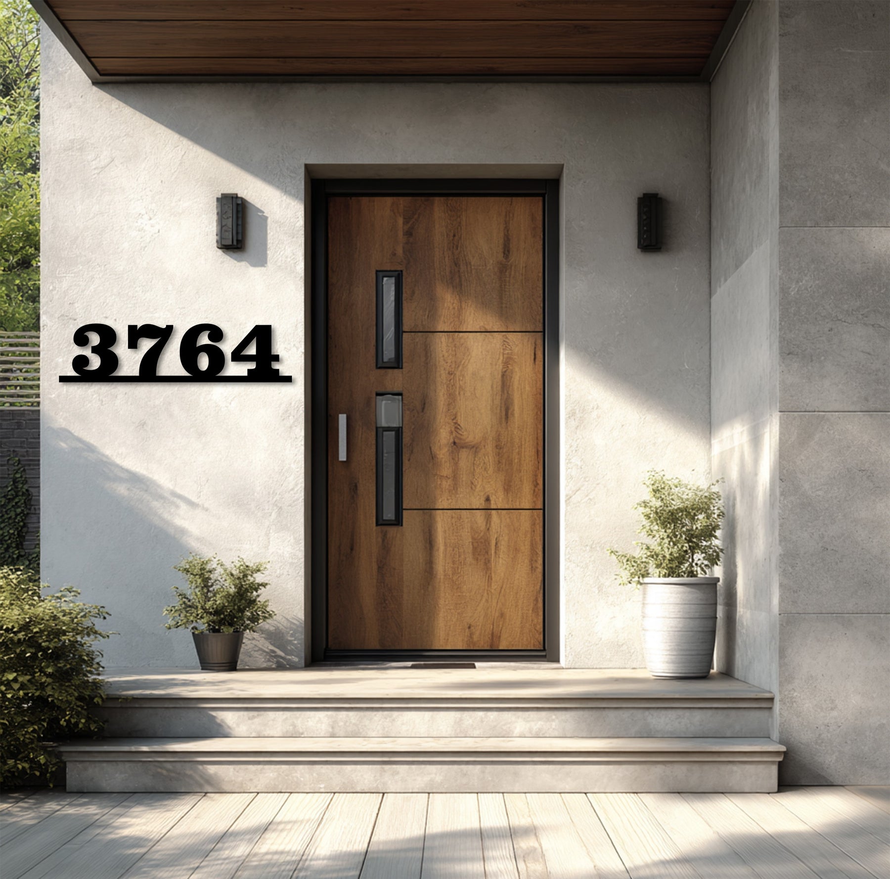 Horizontal Metal House Numbers Floating Modern Address Sign ...