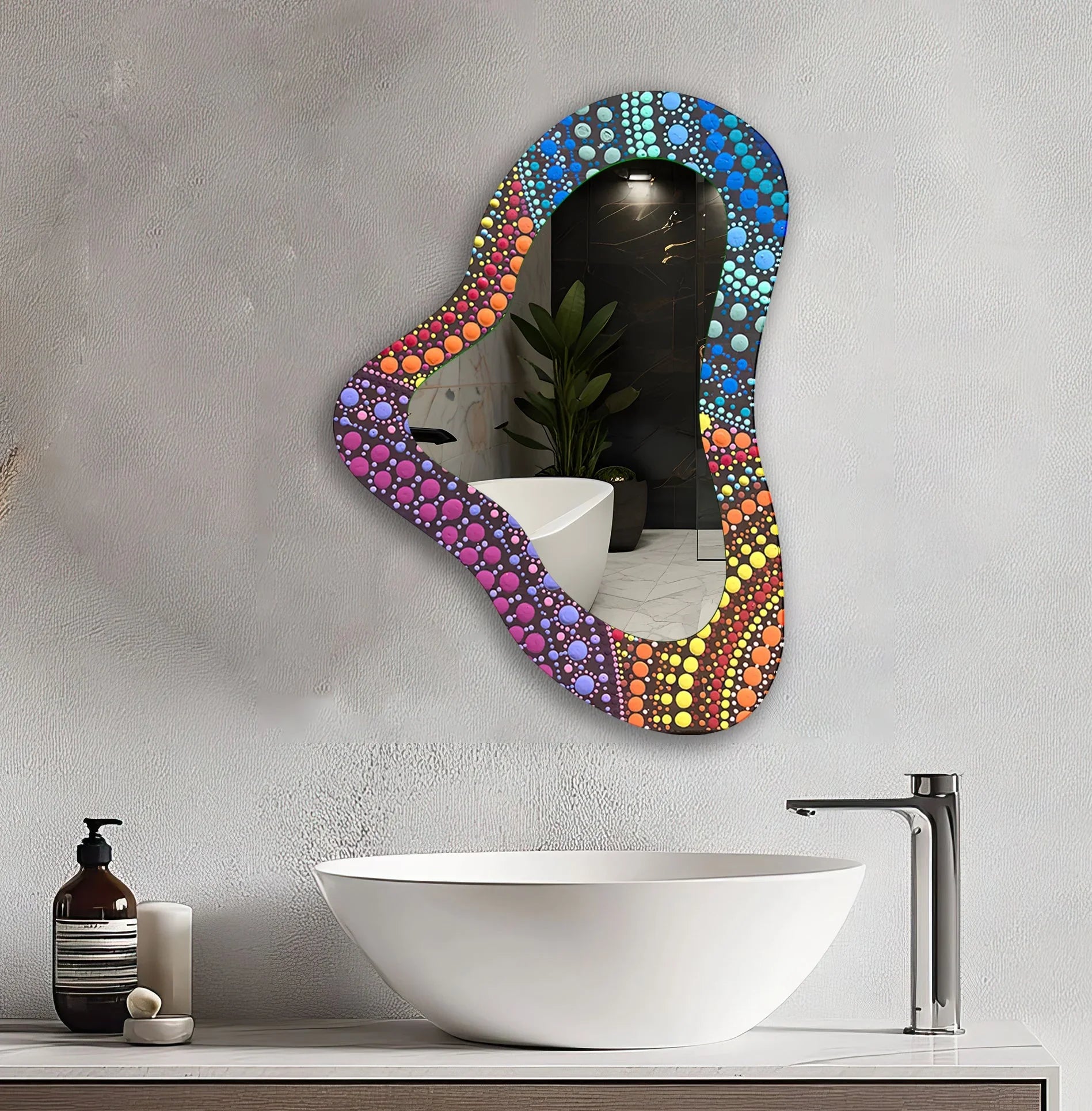Forma irregular moderna Espejo De Pared – Espejo de vidrio mosaico ...