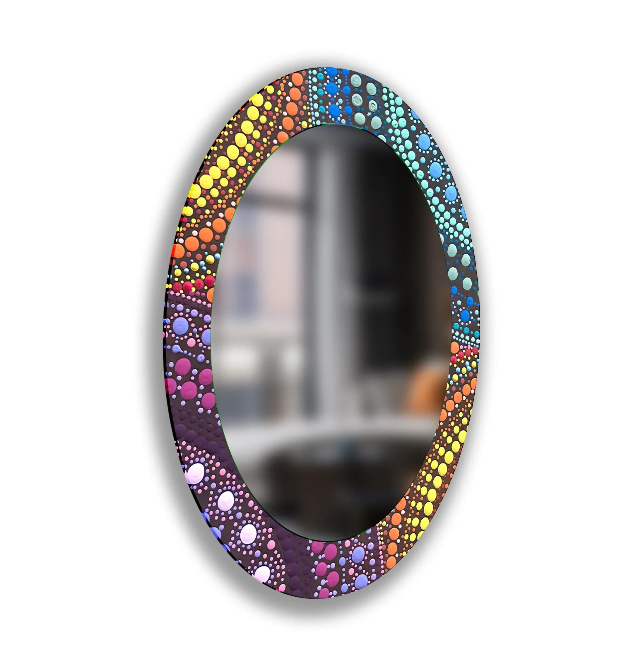 Yellow Color Mosaic Oval Wall Mirror | Bathroom Mirrors – MyPhotoStation