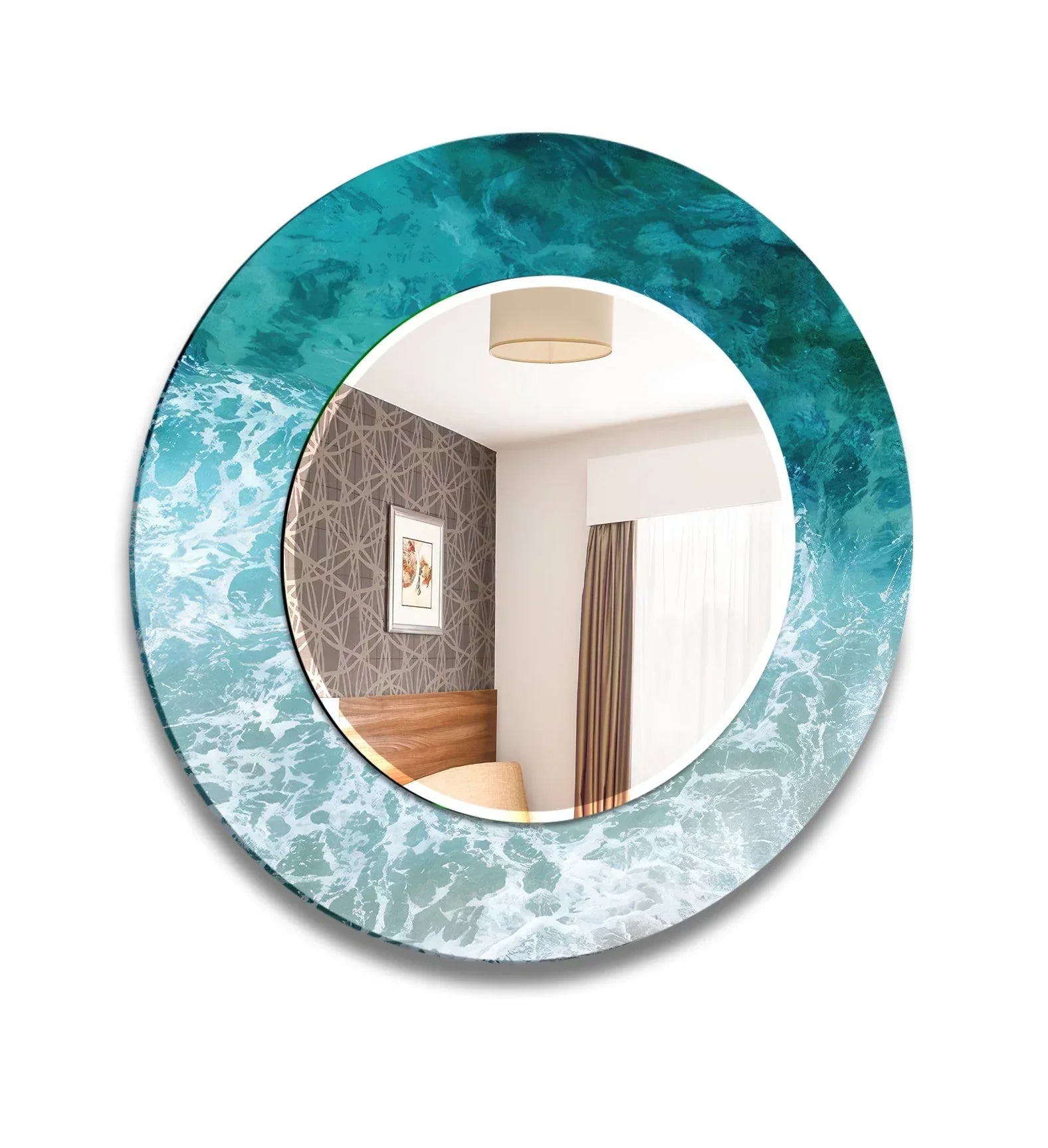 Waves Round Wall Mirror – Ocean-Inspired Coastal Decor – MyPhotoStation