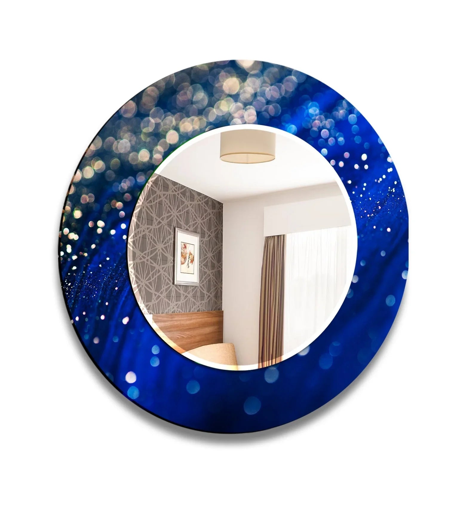 Shiny Abstract Blue Wall Mirror – Elegant Modern Decor – MyPhotoStation