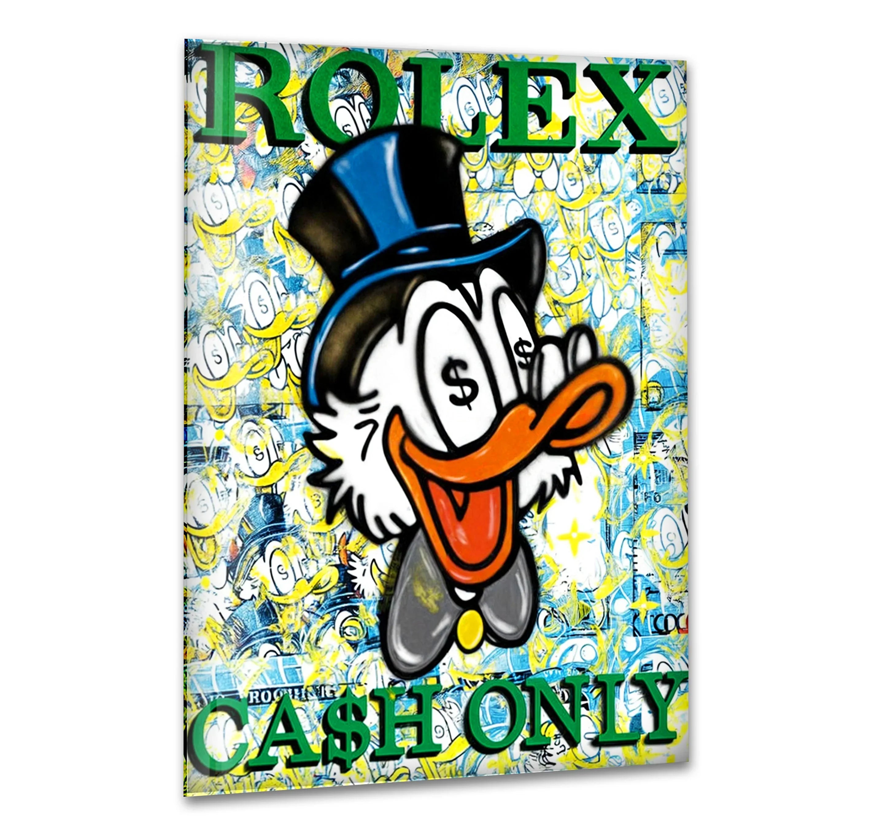 Luxury Money Pop Art Glass Wall Art – Rolex Cash Only Design ...