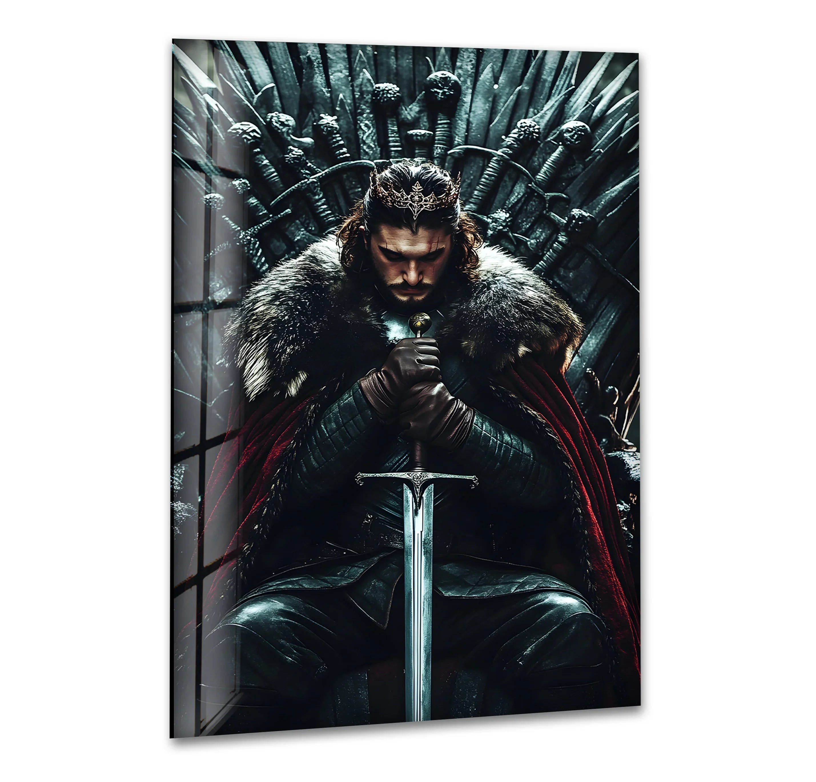 Epic King on Throne Glass Wall Art – Medieval Fantasy Decor ...