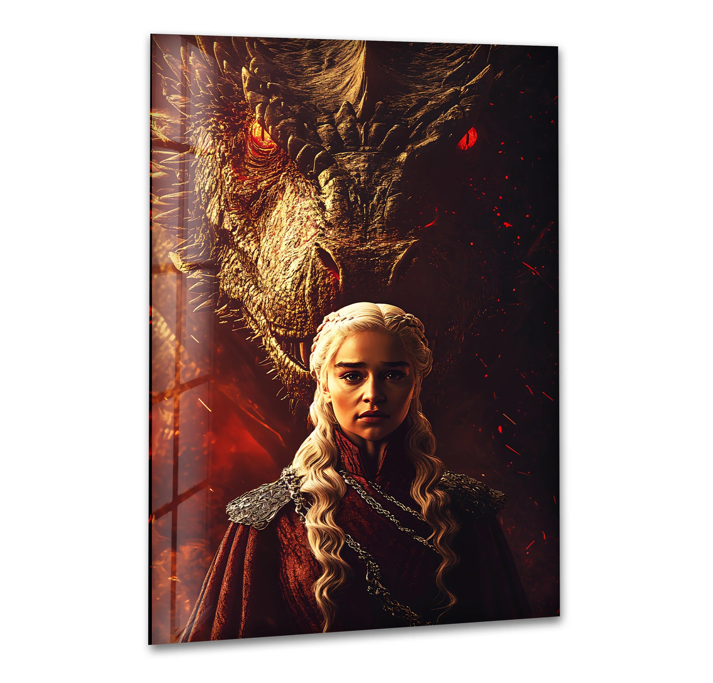 Majestic Dragon Protector with Queen – Glass Wall Art Decor ...