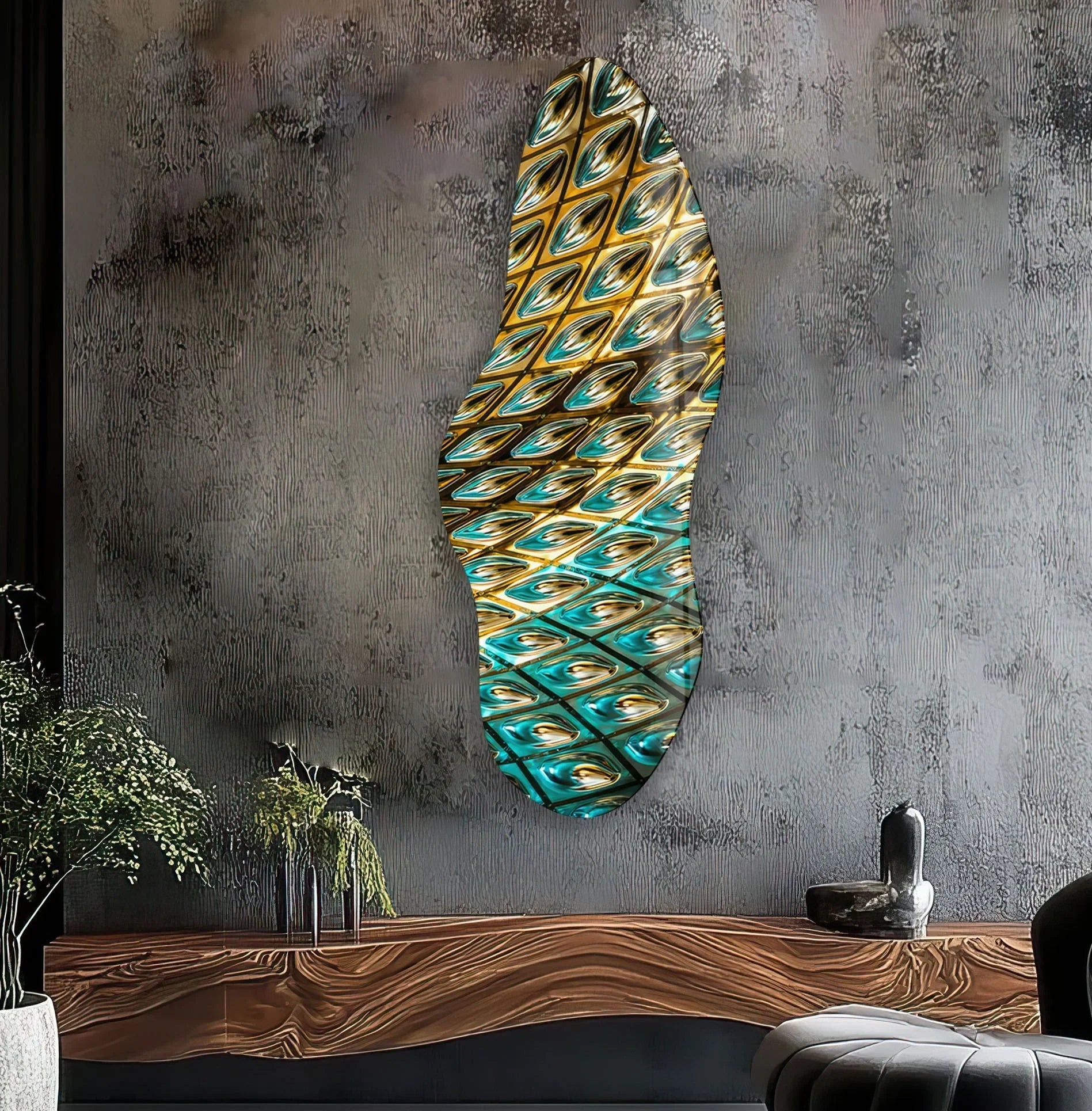 Irregular Asymmetrical Stained Shiny Glass Wall Art-Glass Art ...