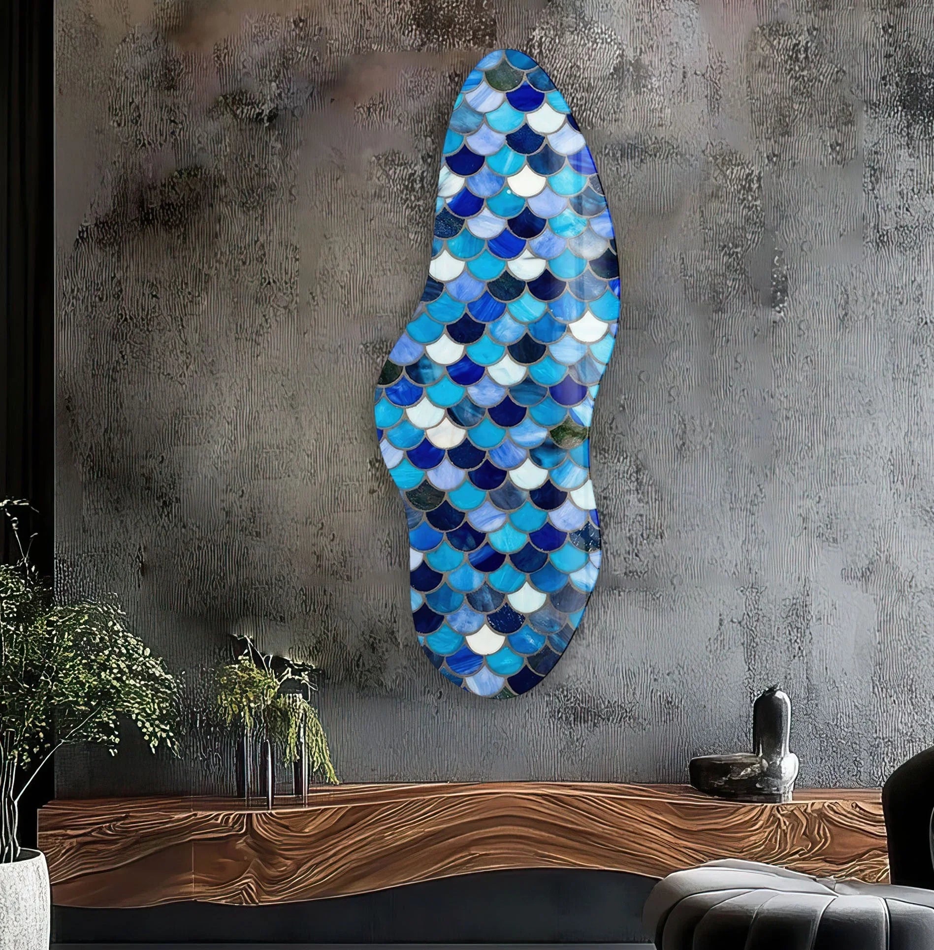 Irregular Asymmetrical Fish Scale Glass Wall Art-Glass Prints ...