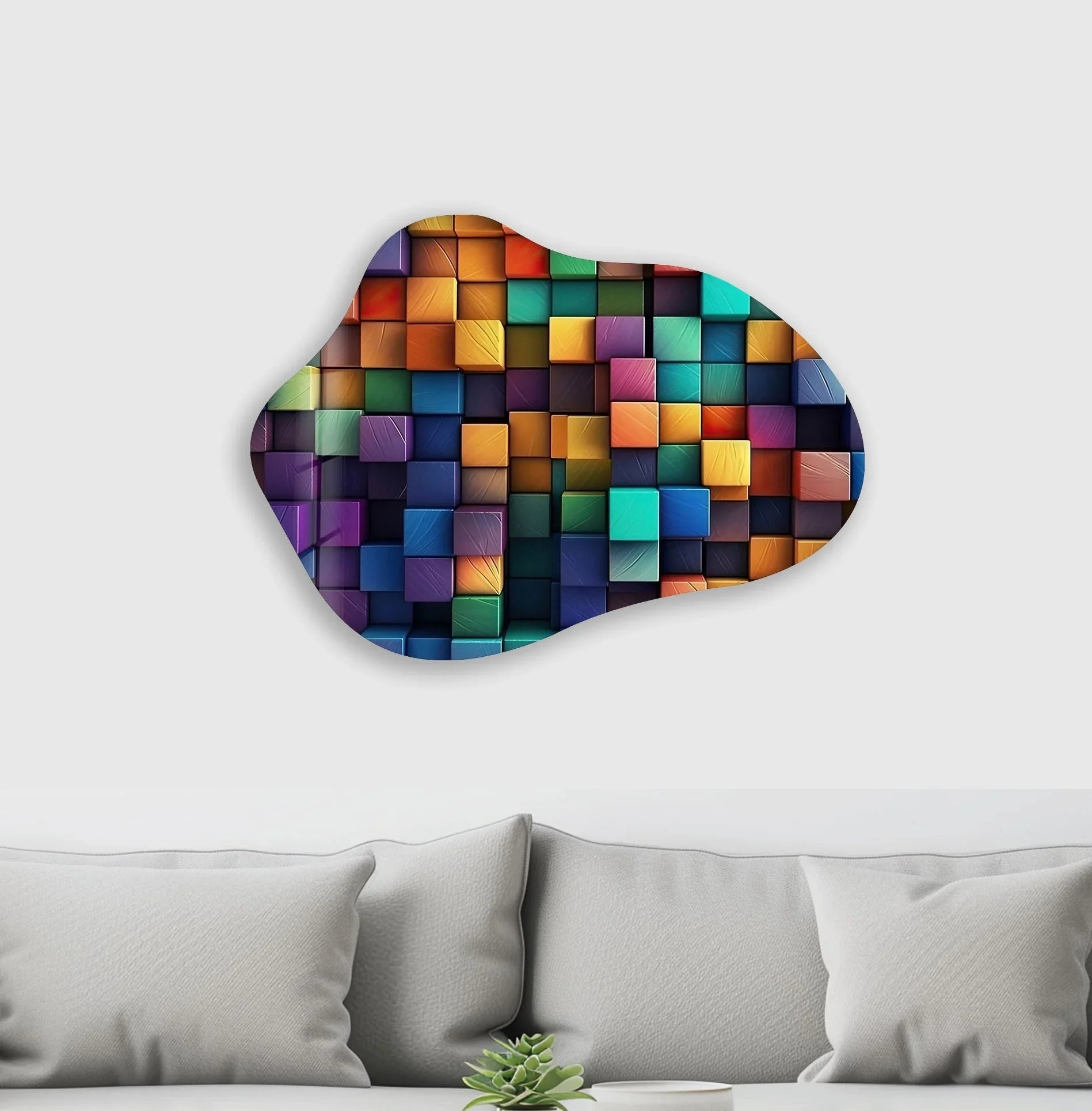 Colorful Cubes Irregular Glass Wall Art | Print Picture on Glass ...