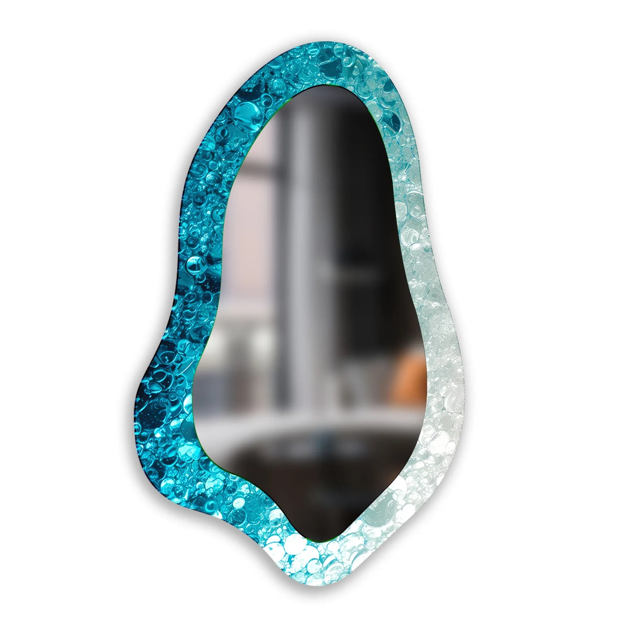 Blue Irregular Shape Decorative Wall Mirror | Glass Wall Mirror ...