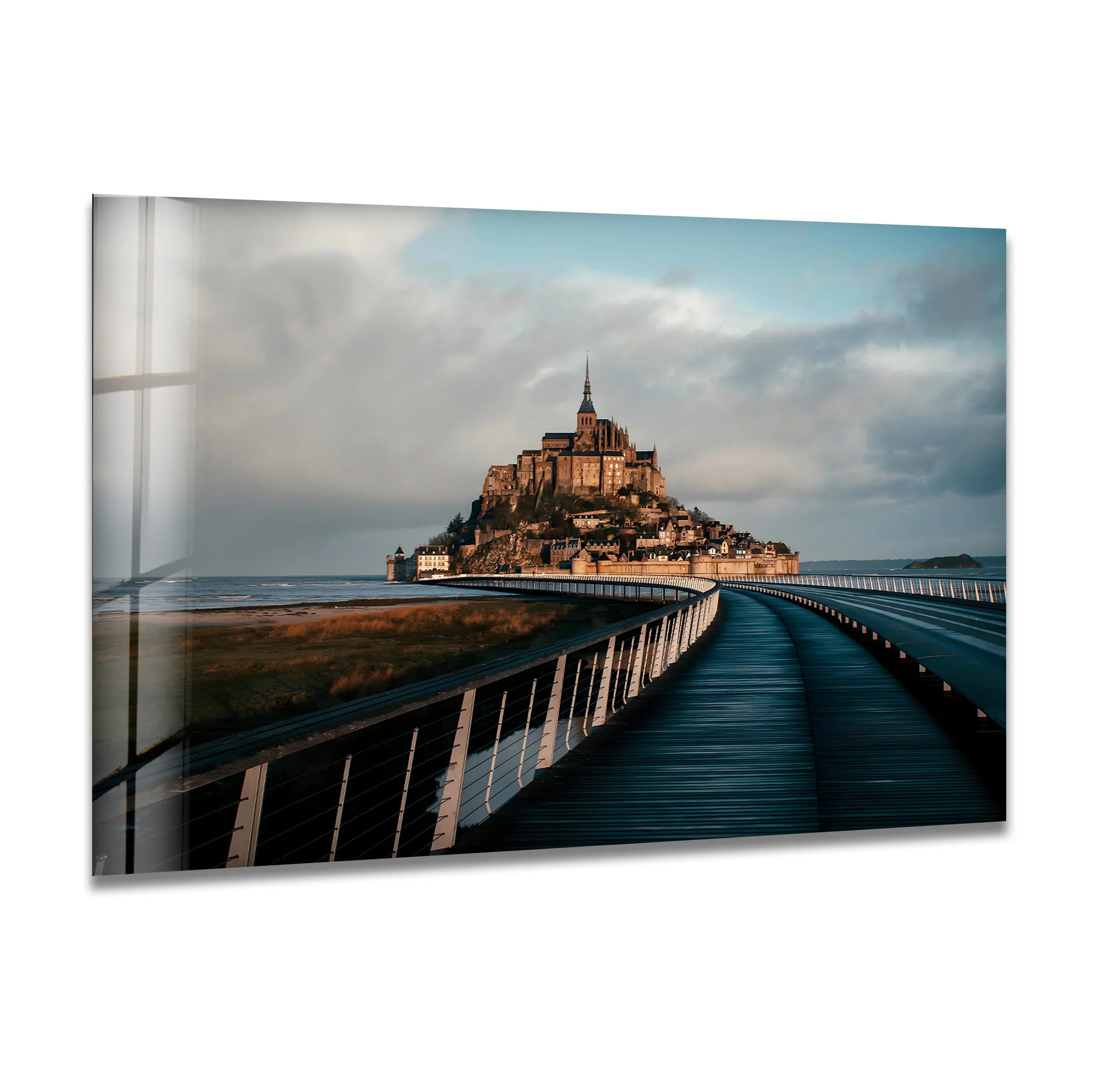Mont Saint-Michel Glass Wall Art | Scenic View of Iconic French ...