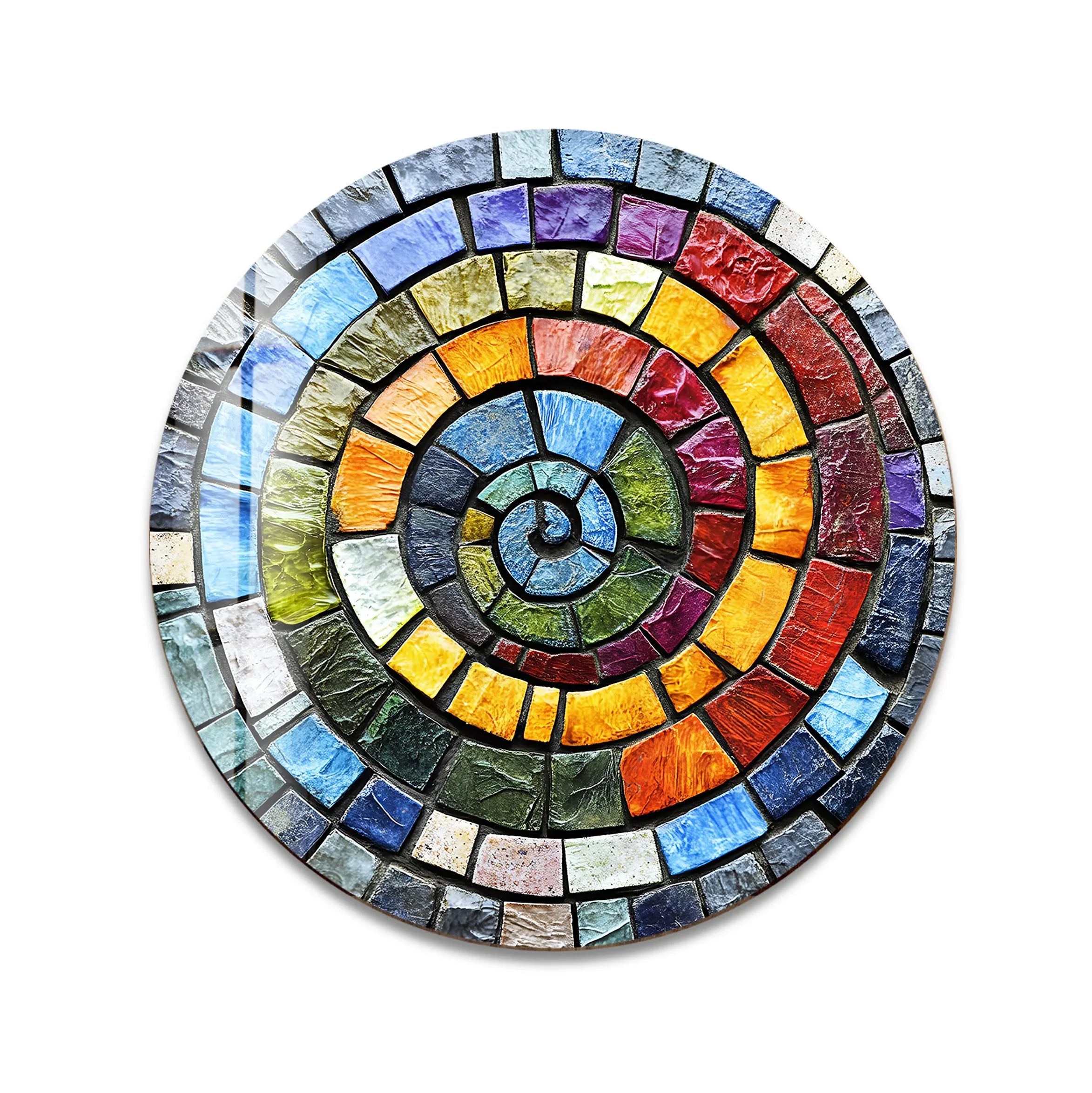 Textured Rainbow Spiral – Round Glass Wall Art – MyPhotoStation