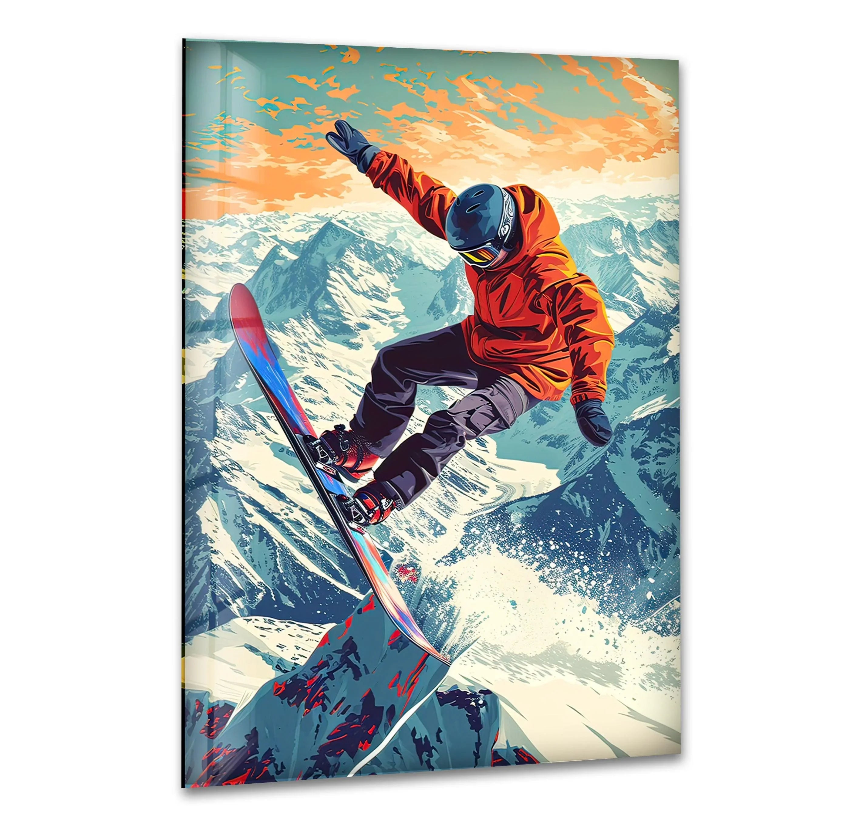 Snowboarding Man Glass Wall Art – Mountain Thrill Decor – MyPhotoStation