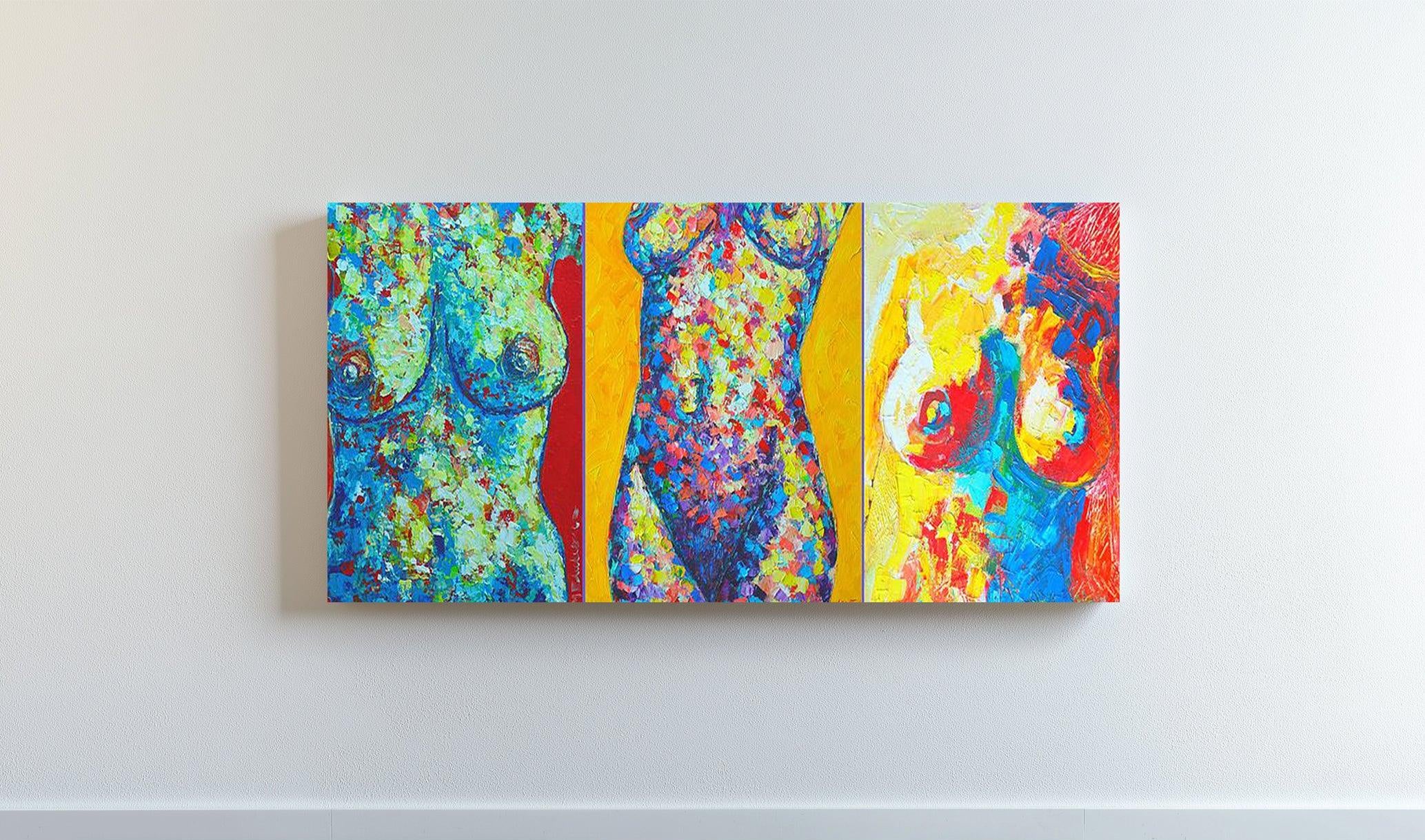 Vivid Forms – Abstract Female Torso Triptych Canvas Print – MyPhotoStation