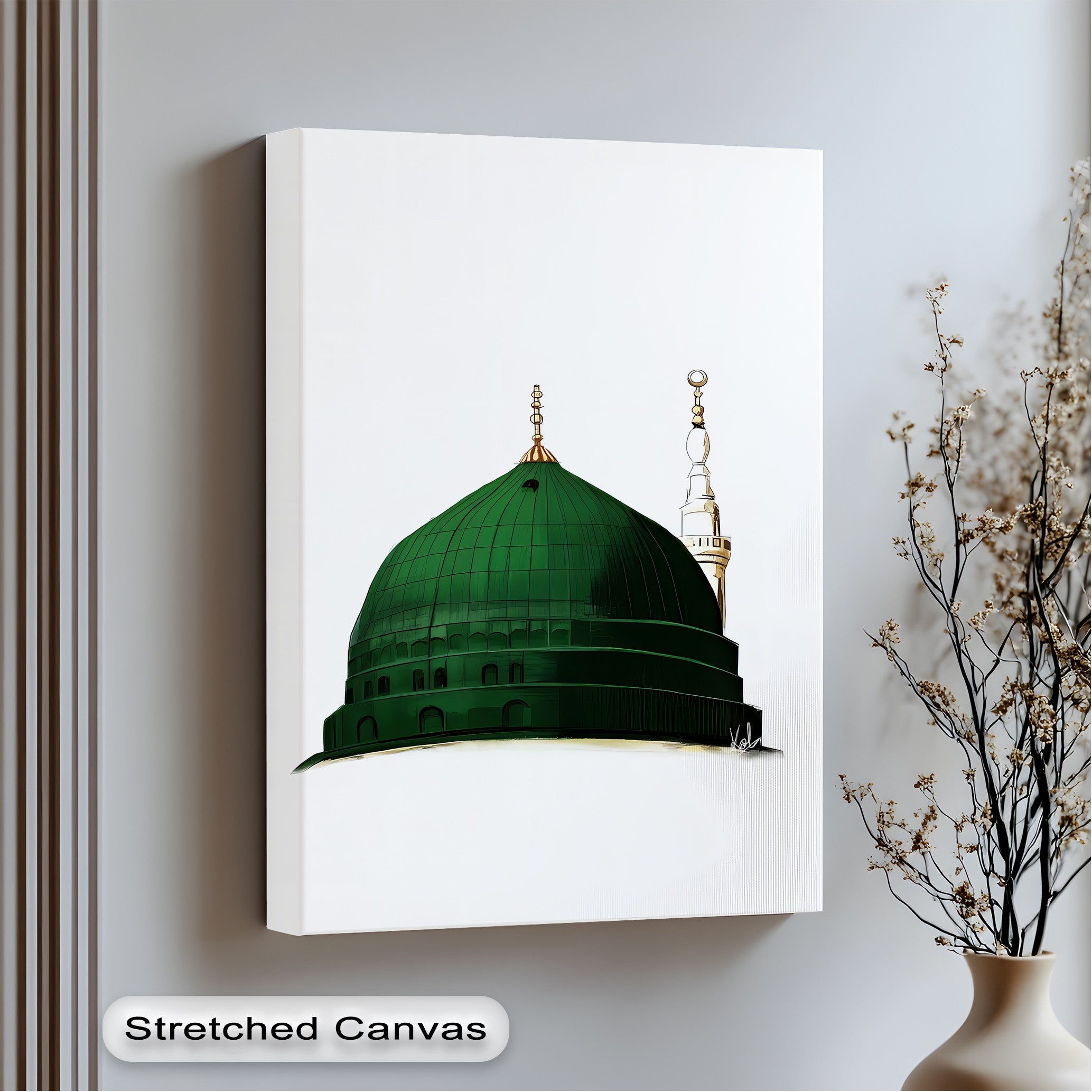 Minimalist Green Dome of Medina – Islamic Wall Art – MyPhotoStation