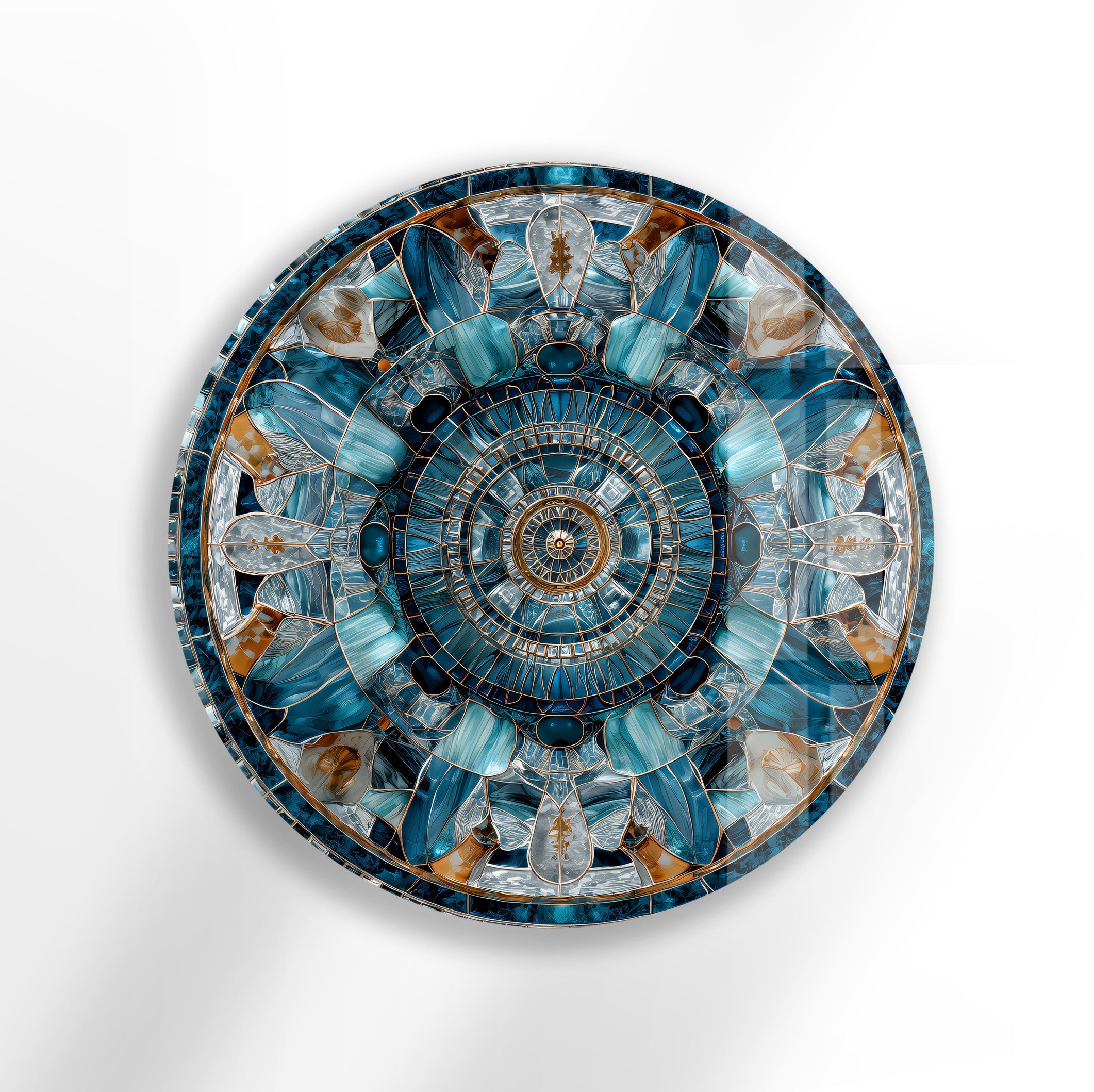 Celestial Compass Bloom – Round Glass Wall Art – MyPhotoStation
