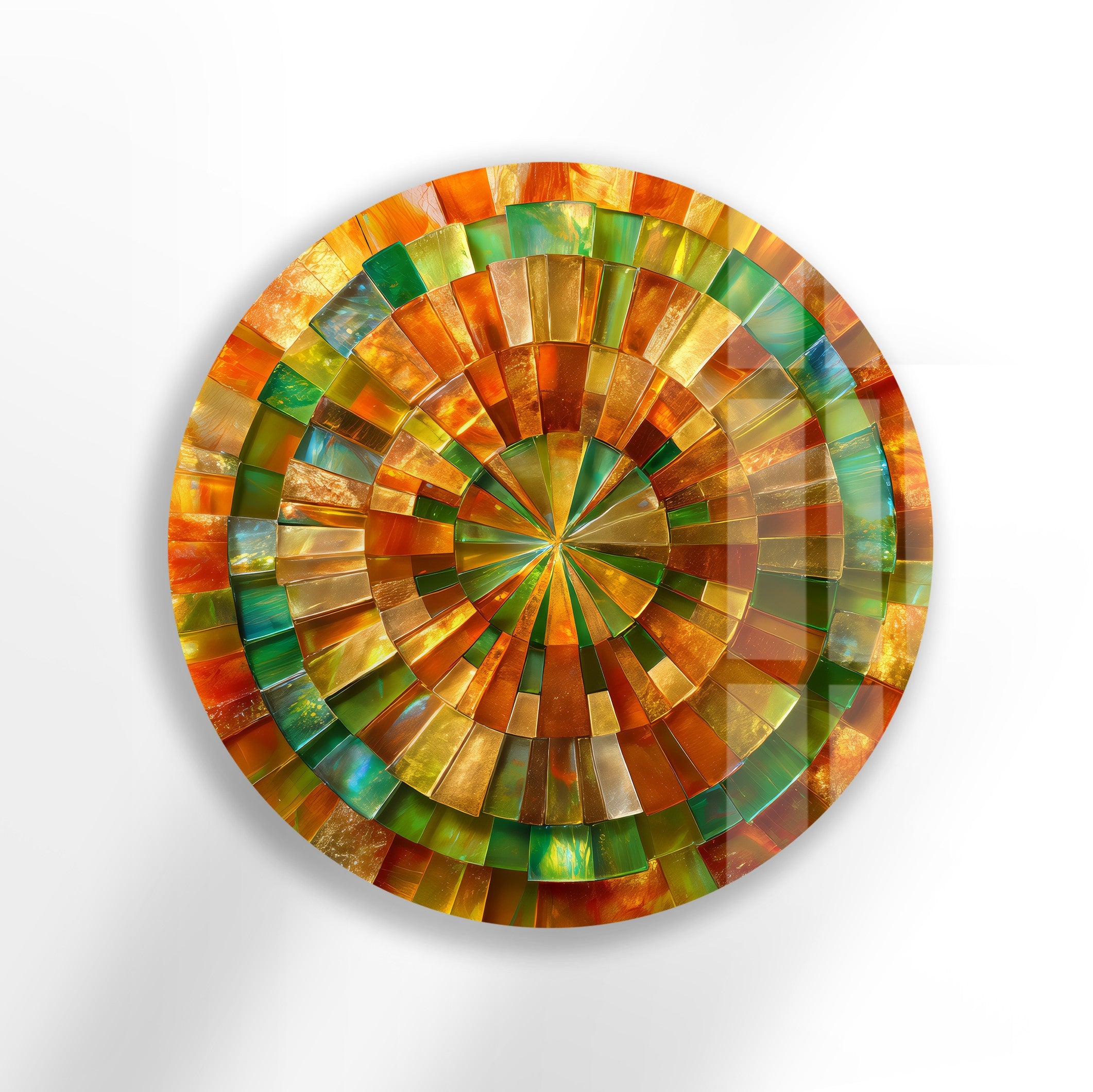 Verdant Sun Spiral – Round Glass Wall Art – MyPhotoStation