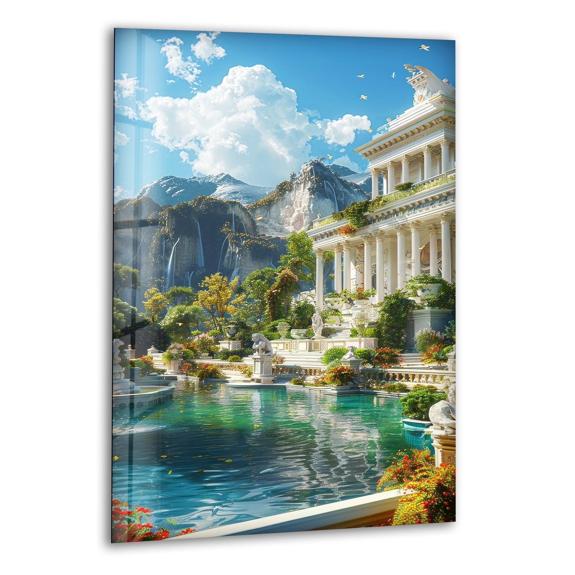 Ancient Greece City View Glass Wall Art | Glass Photo Prints ...