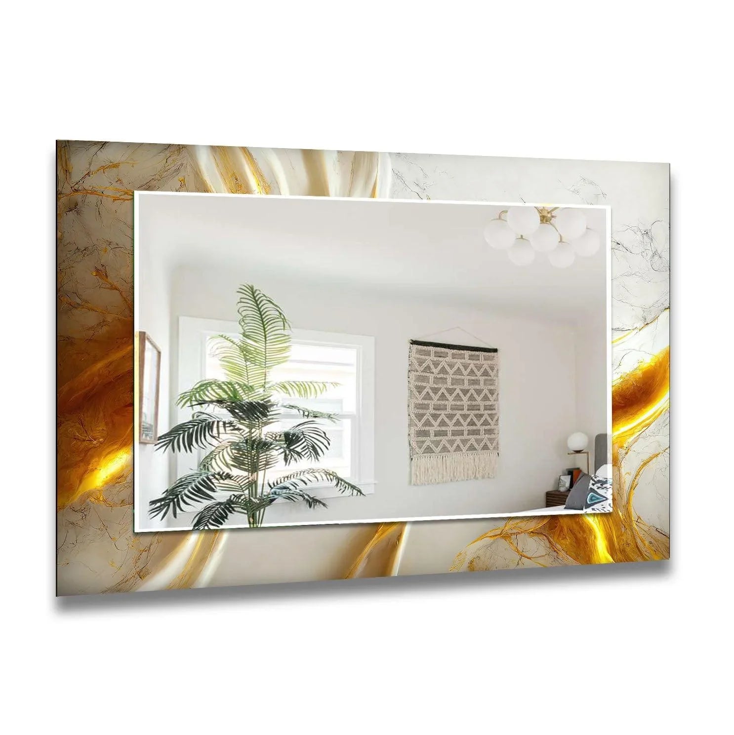 Golden Transition Marble Wall Mirror – Luxury Large Wall Decor ...