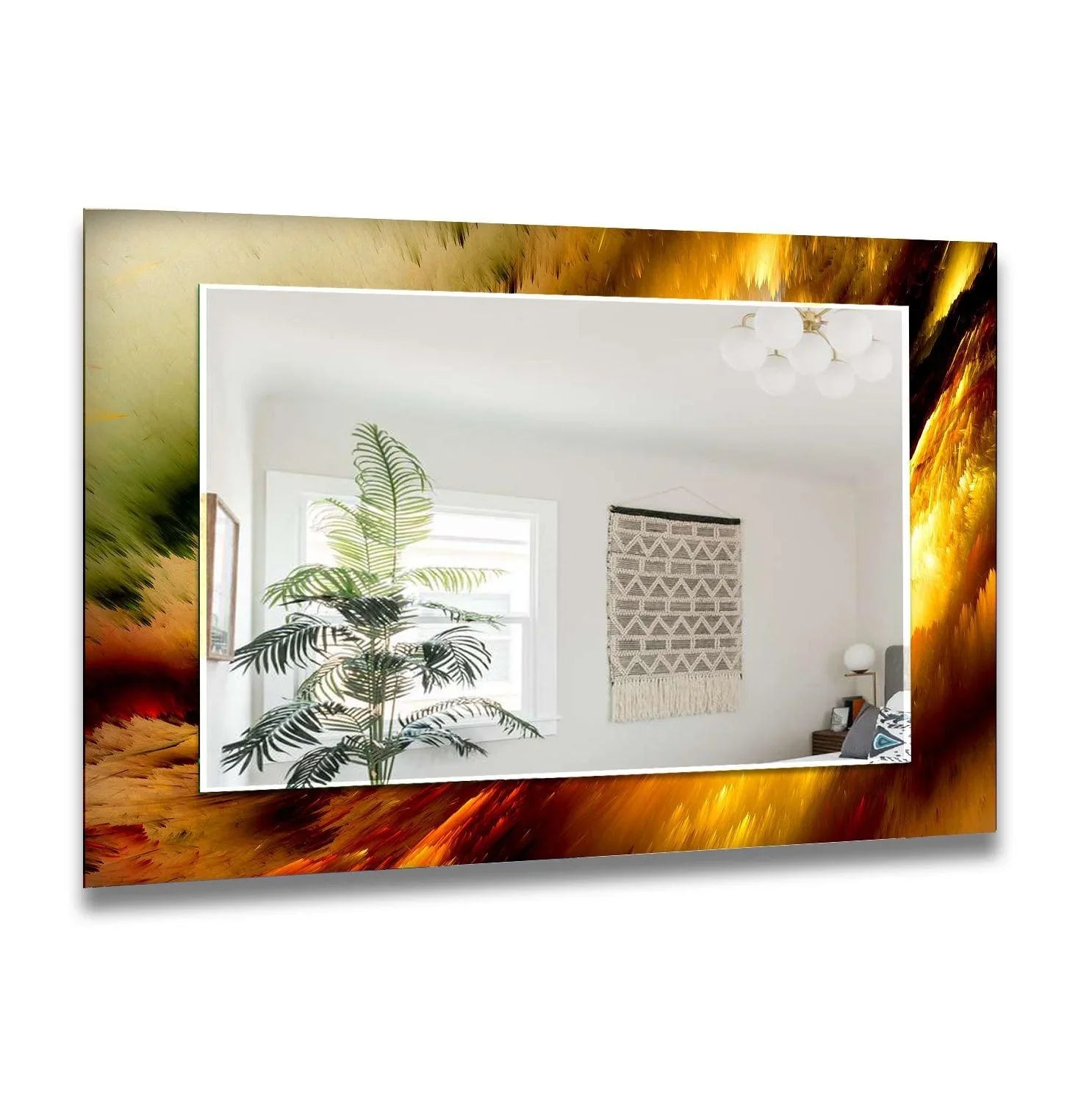 Gold & Orange Abstract Wall Mirror-Oversized Mirror | MyPhotoStation