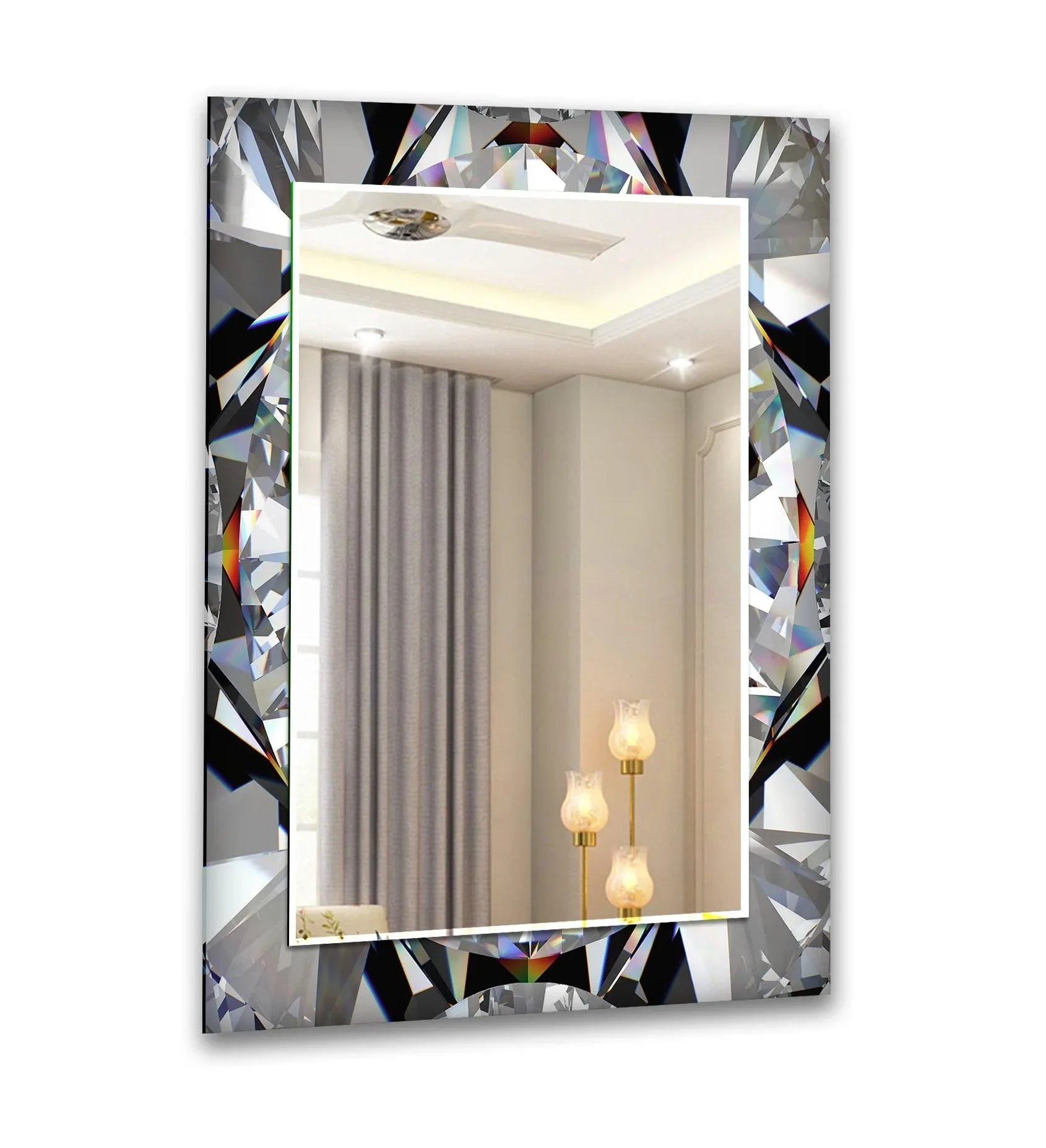 Shiny Diamond Large Wall Mirror – Luxury Statement Piece – MyPhotoStation