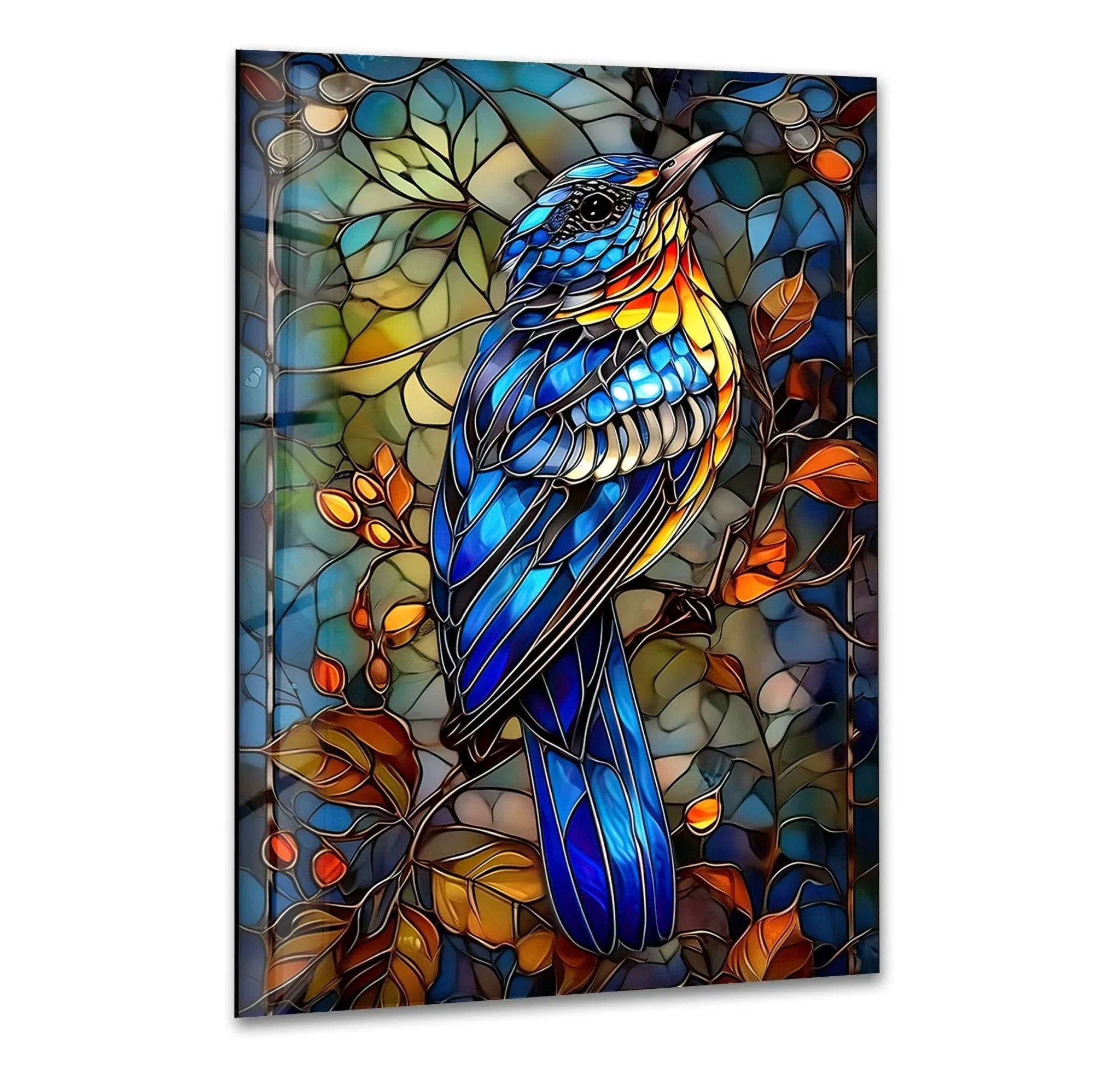 Bluebird Stained Glass Wall Decor – Vibrant Bird Art – MyPhotoStation