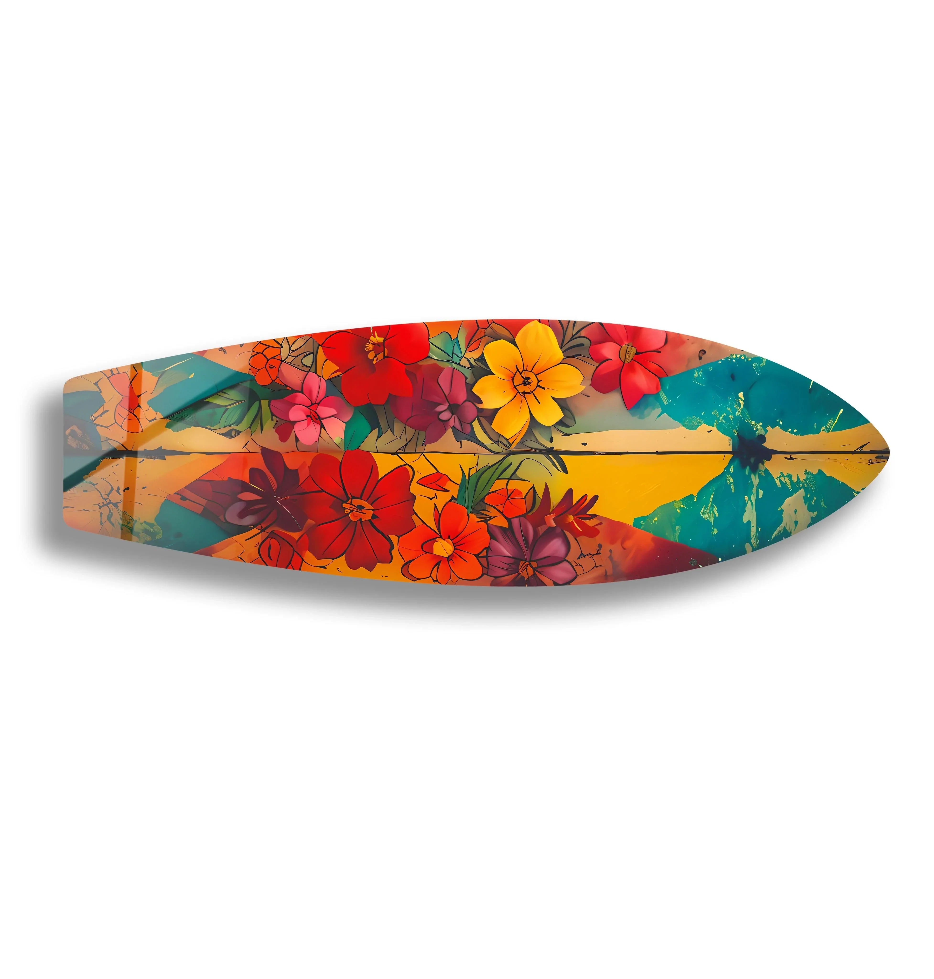 Vintage Colorful Flowers Surfboard – Unique Wall Art – MyPhotoStation