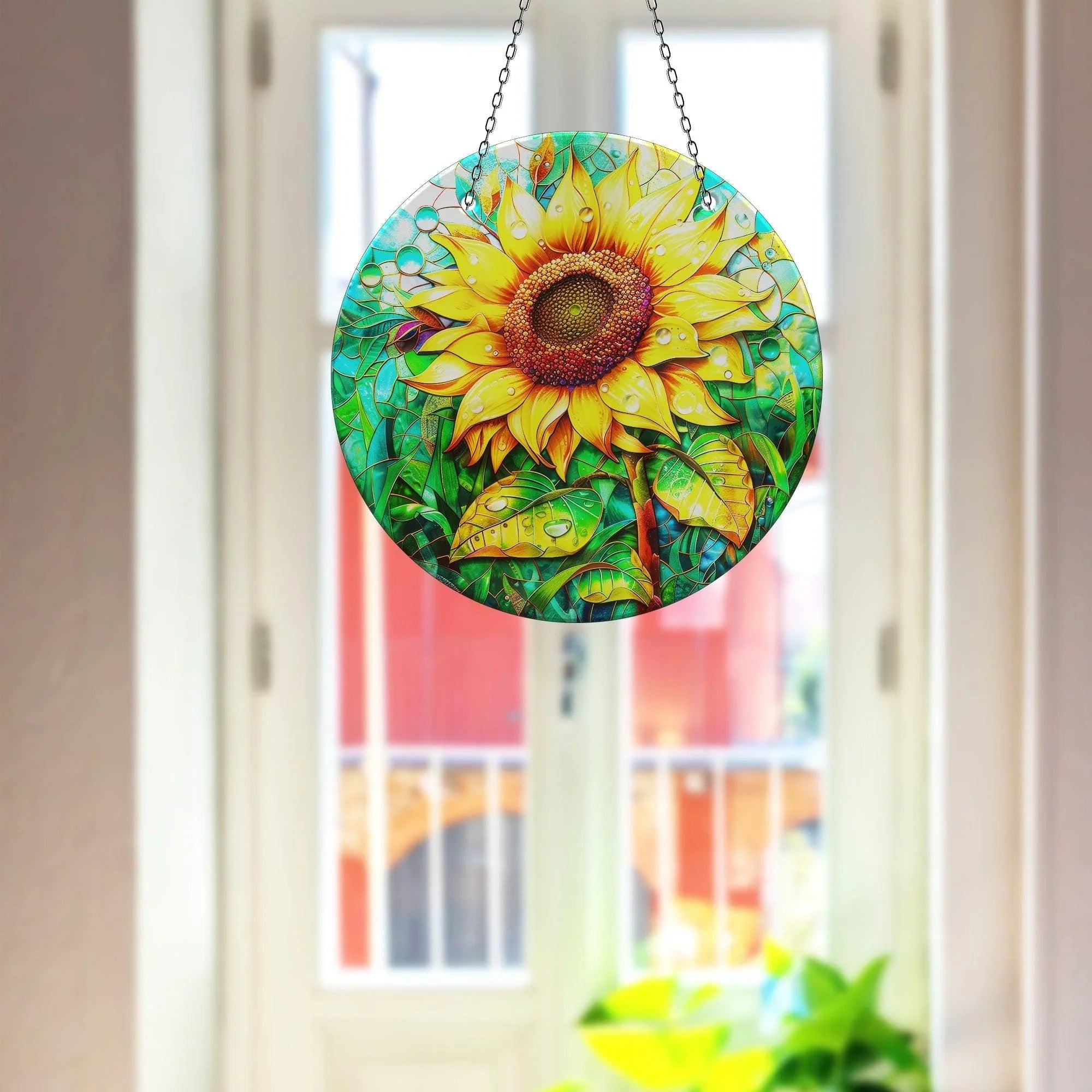 Yellow Sunflower Suncatcher Decor-Tempered Glass | Myphotostation ...