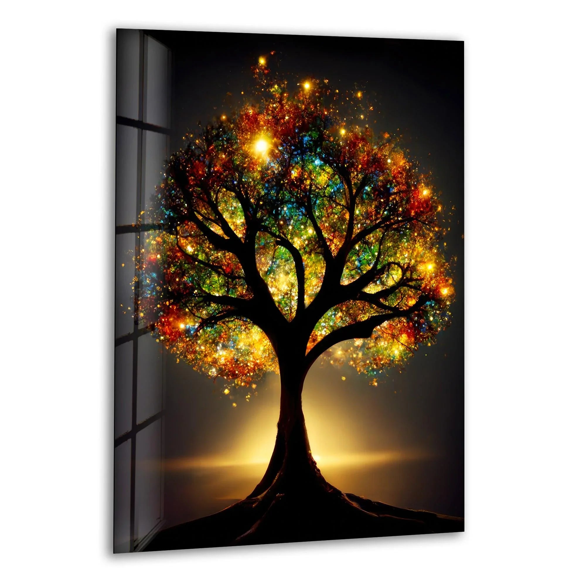 Glowing Tree Of Life Glass Wall Art – Radiant Decor