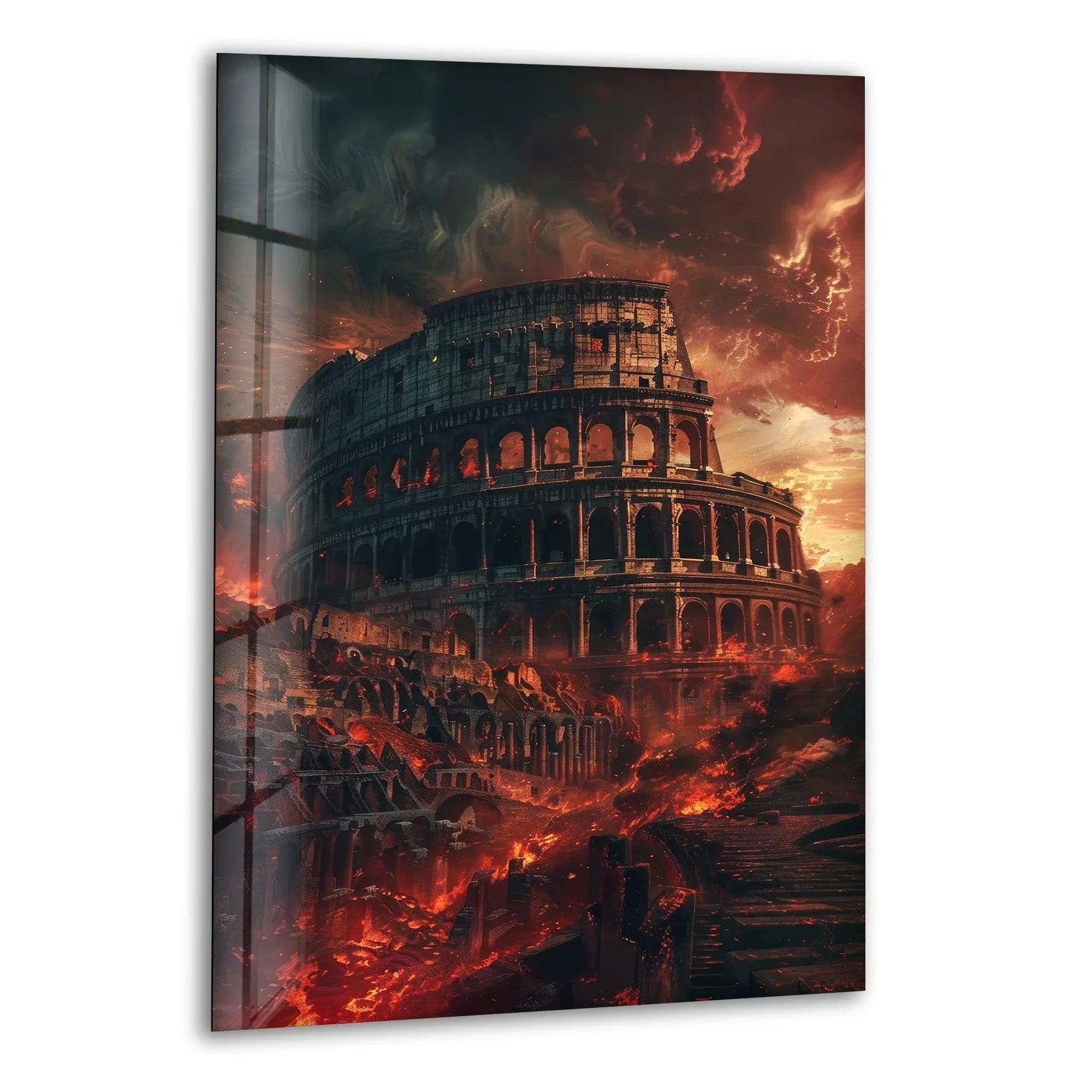 Burning Colosseum View Glass Wall Art | Glass Photo Prints – MyPhotoStation