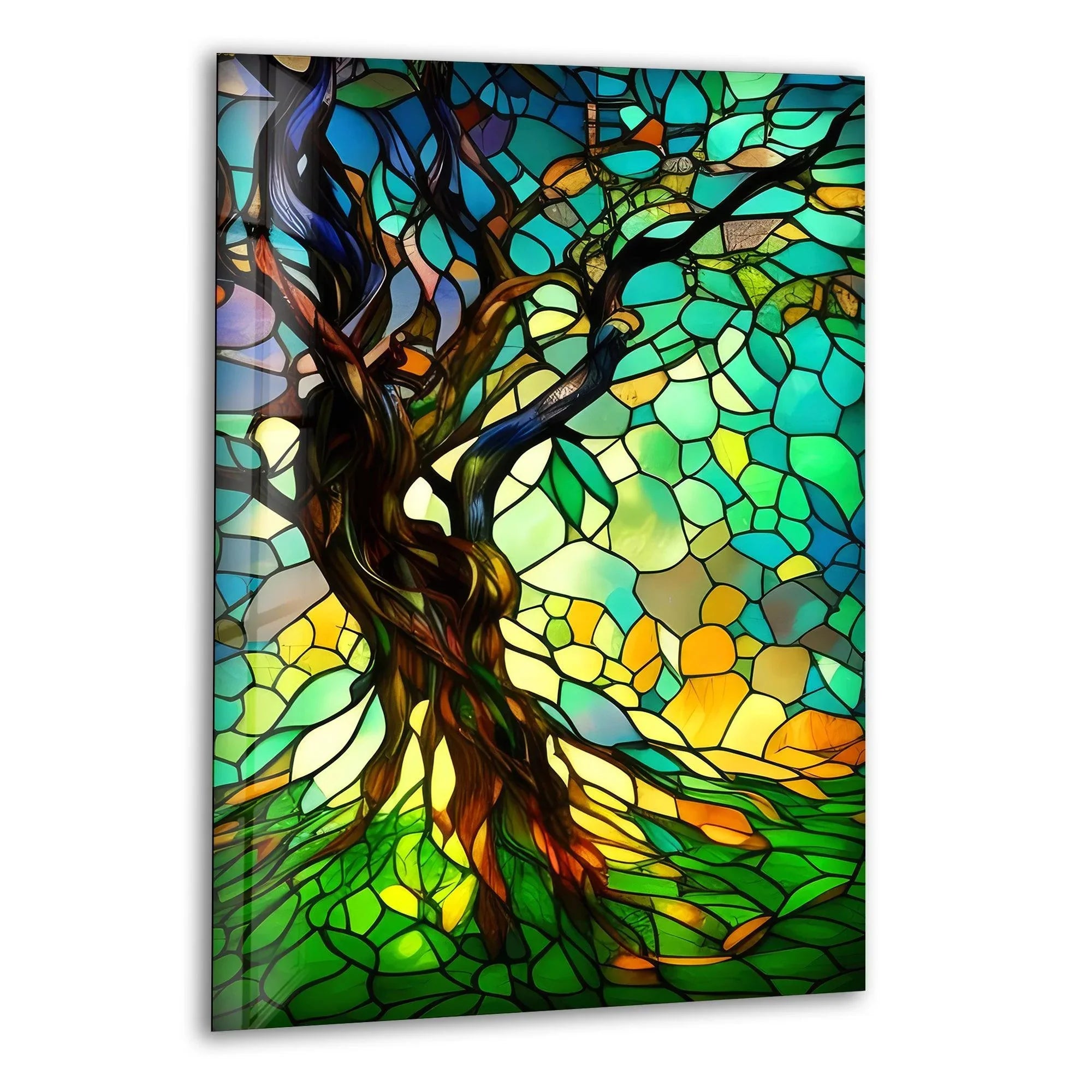 Stained Gnarled Tree Glass Wall Art – Abstract Beauty – MyPhotoStation