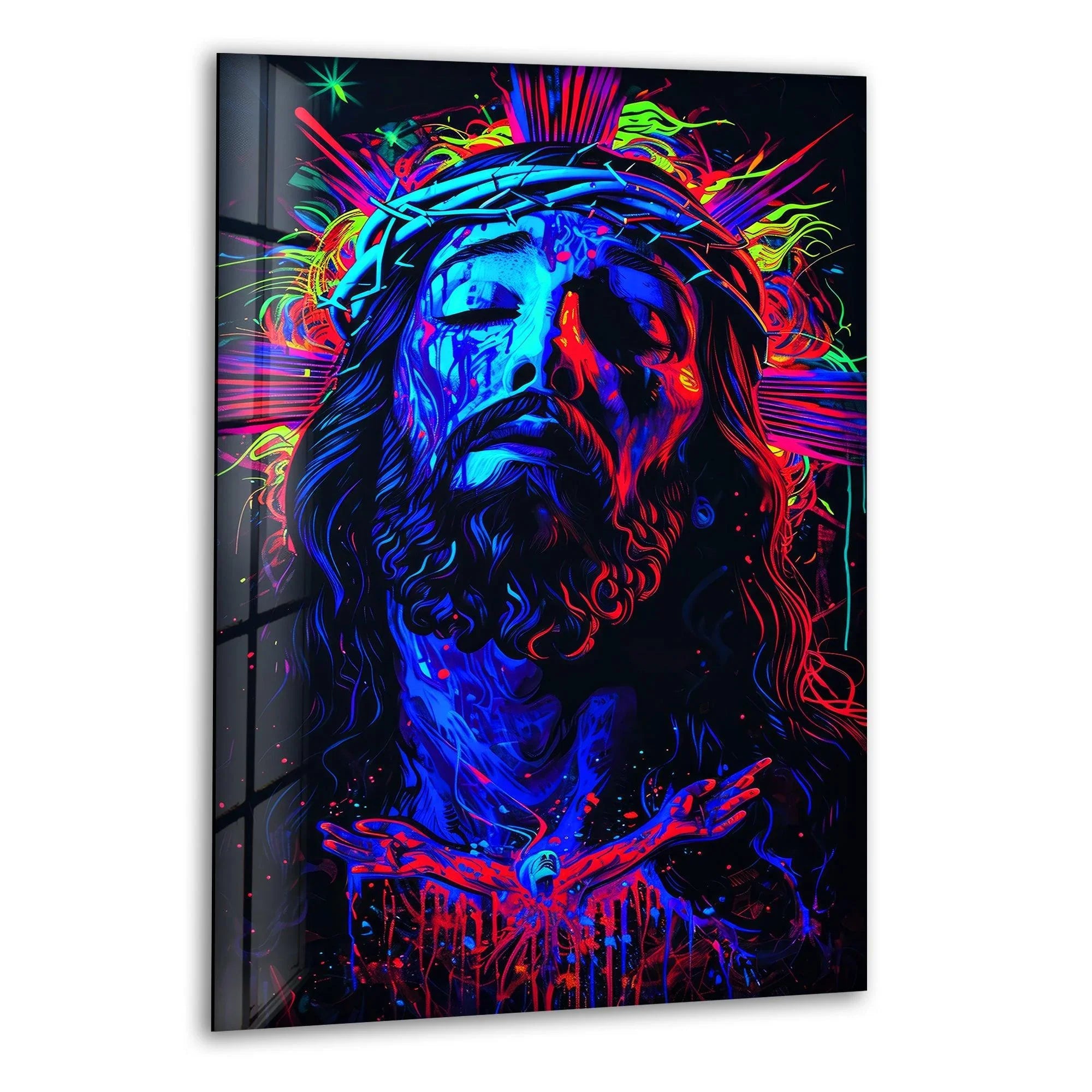 Oil Portrait of Jesus Wall Decor – Vibrant Glass Artwork – MyPhotoStation