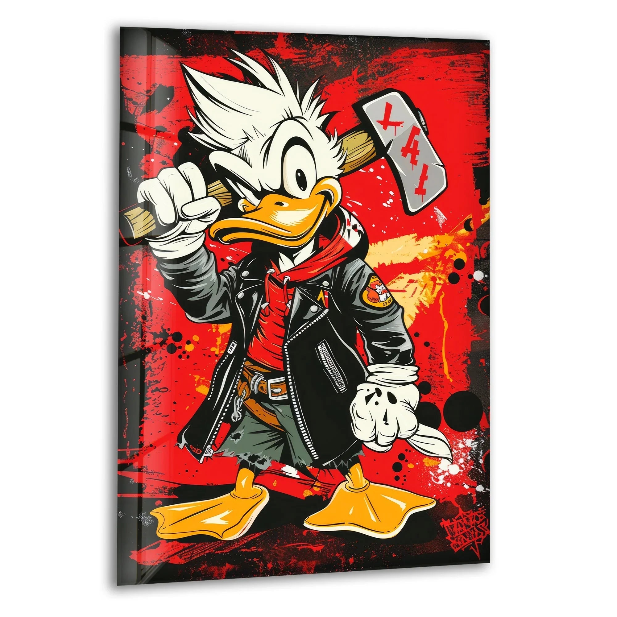 Punk Duck with Axe Street Glass Wall Art-Glass Prints From Photos ...