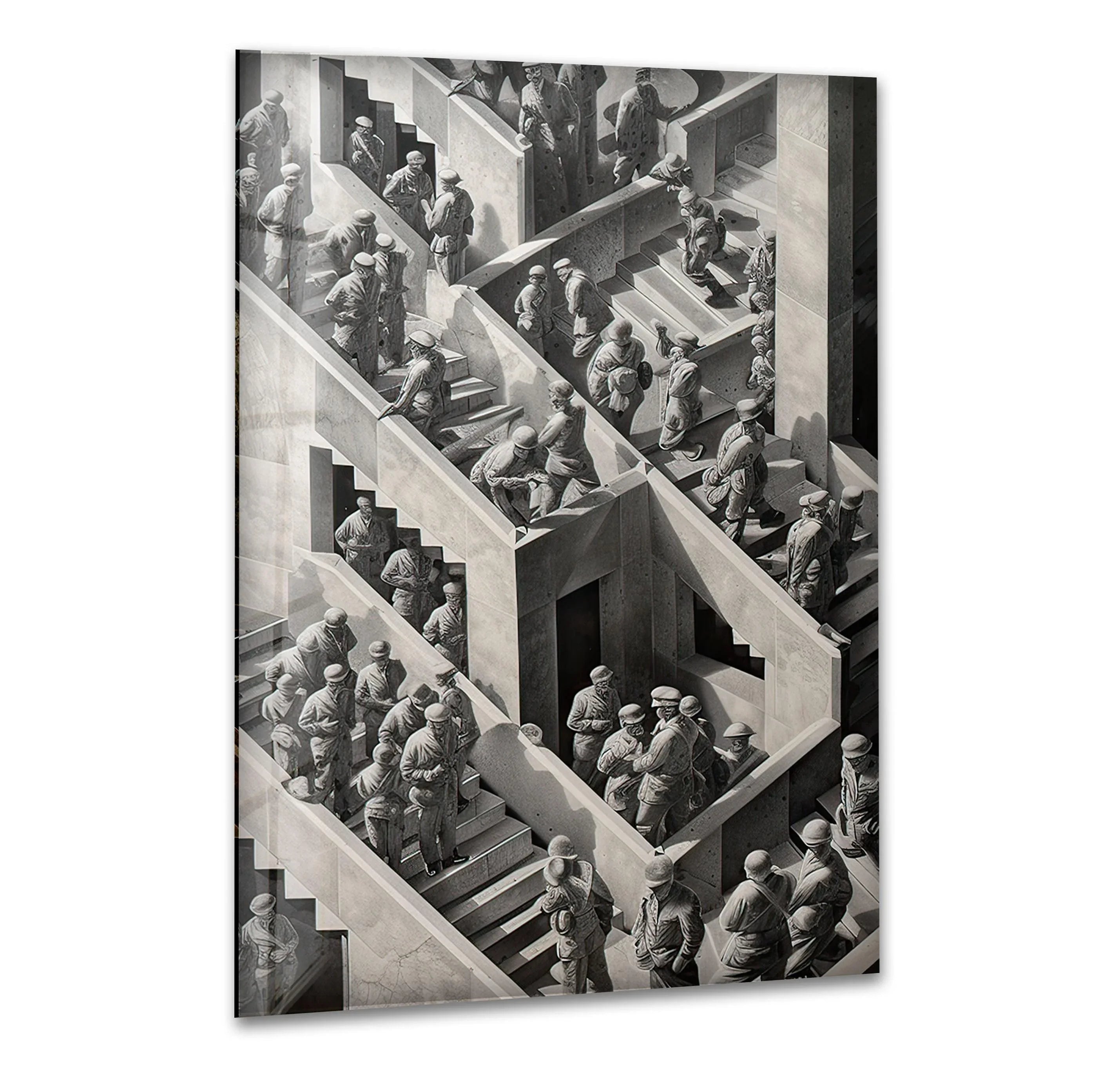 Escher-Inspired People Wall Art – Abstract Stairway Decor – MyPhotoStation