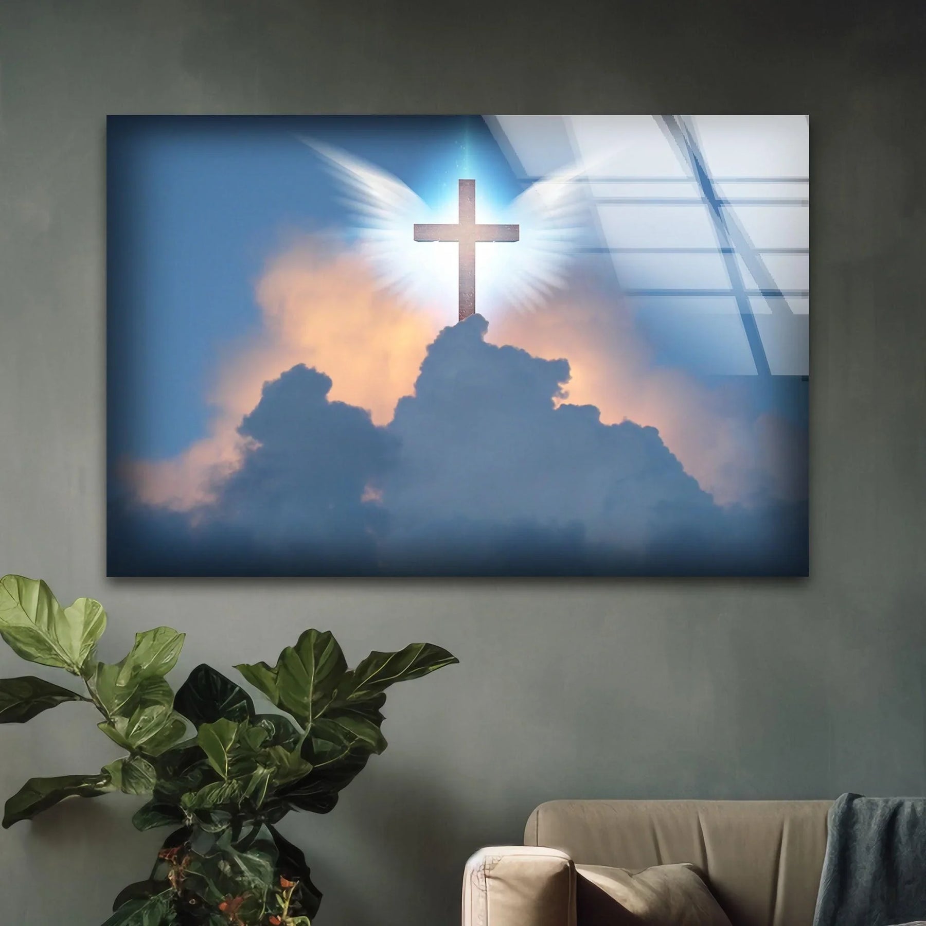 Heavenly Cross Crucifix Wall Art – Divine Glass Decor – MyPhotoStation