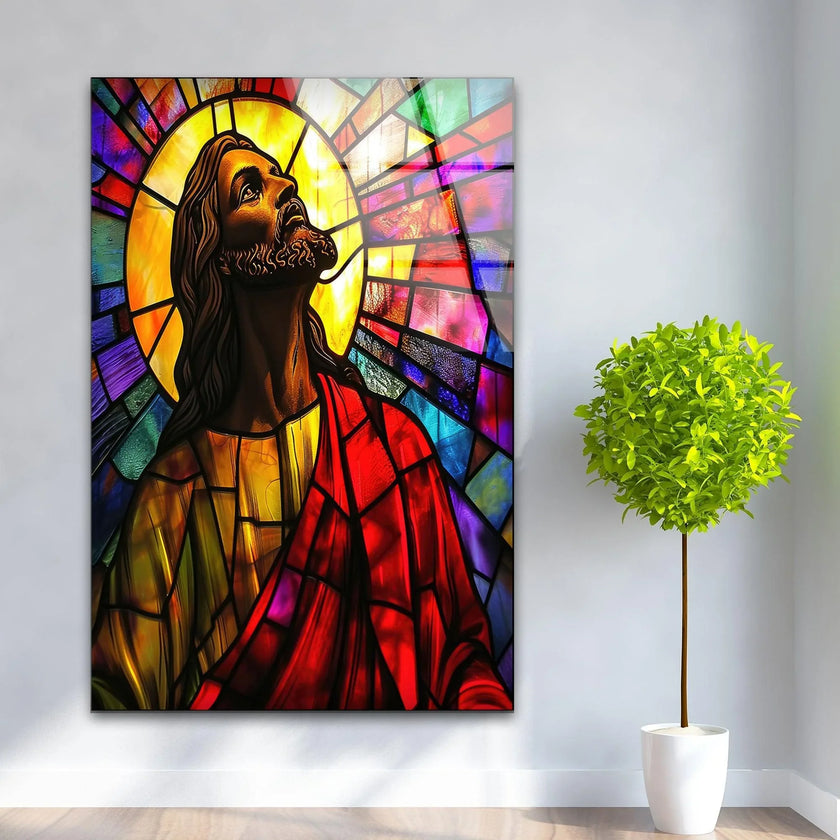 MyPhotoStation: Colorful Portrait Of Jesus Glass Art Prints