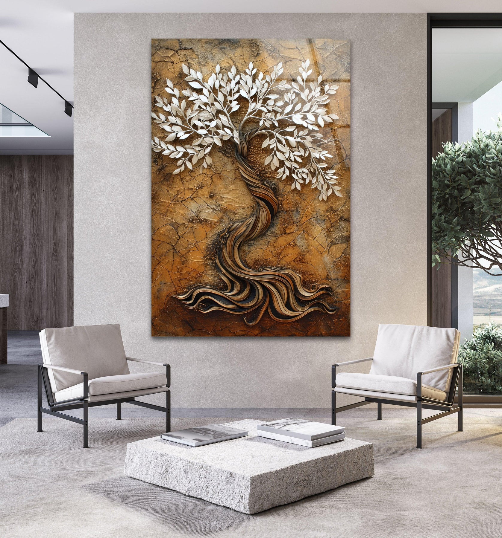 White Leaf Tree Wall Art – Timeless Nature Decor