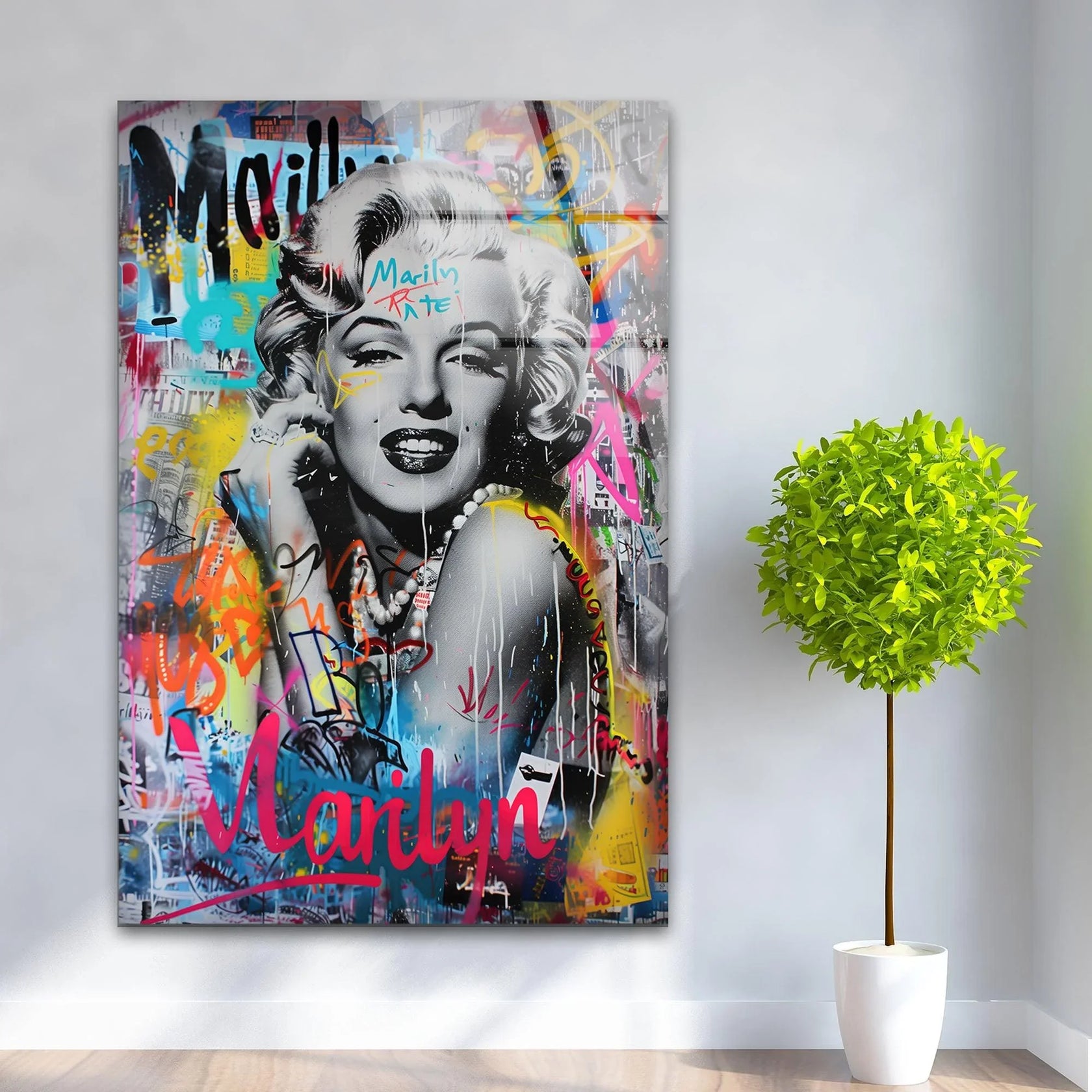 MyPhotoStation: Marilyn Monroe Graffiti Glass Art Paintings