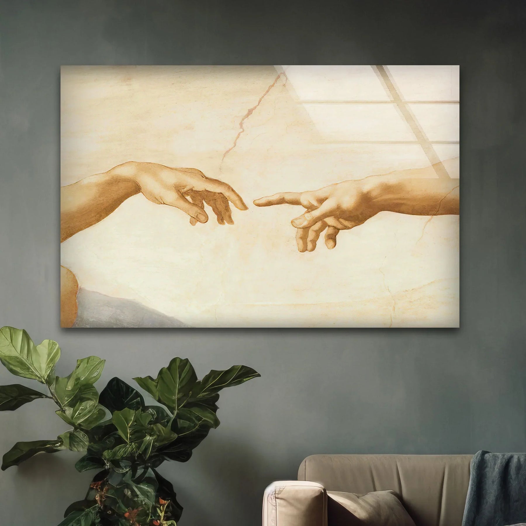 The Creation of Adam Wall Art – Vintage Glass Decor