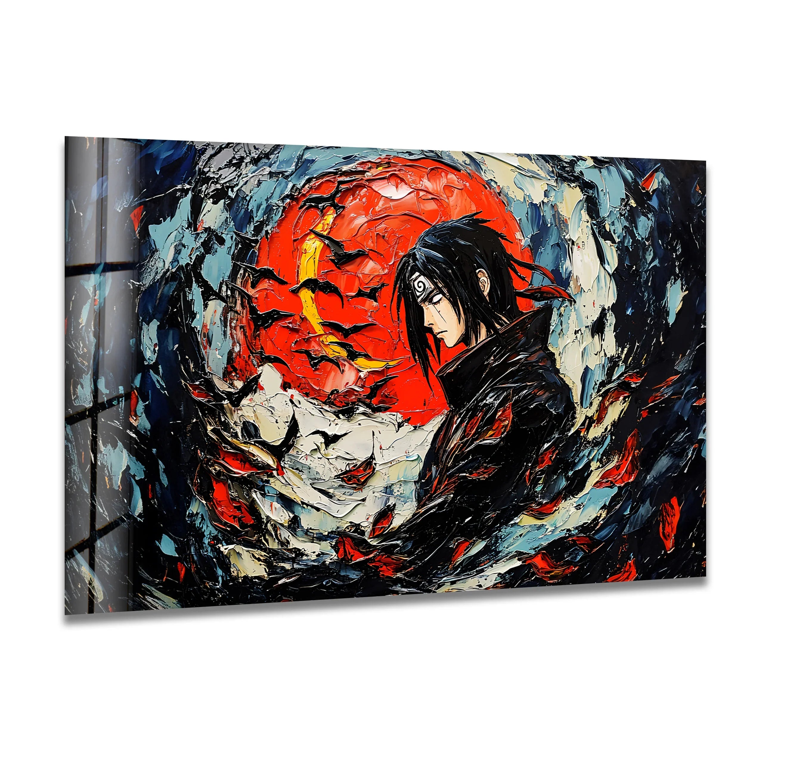 Itachi & Crows Glass Wall Art – Stunning Anime Decor – MyPhotoStation