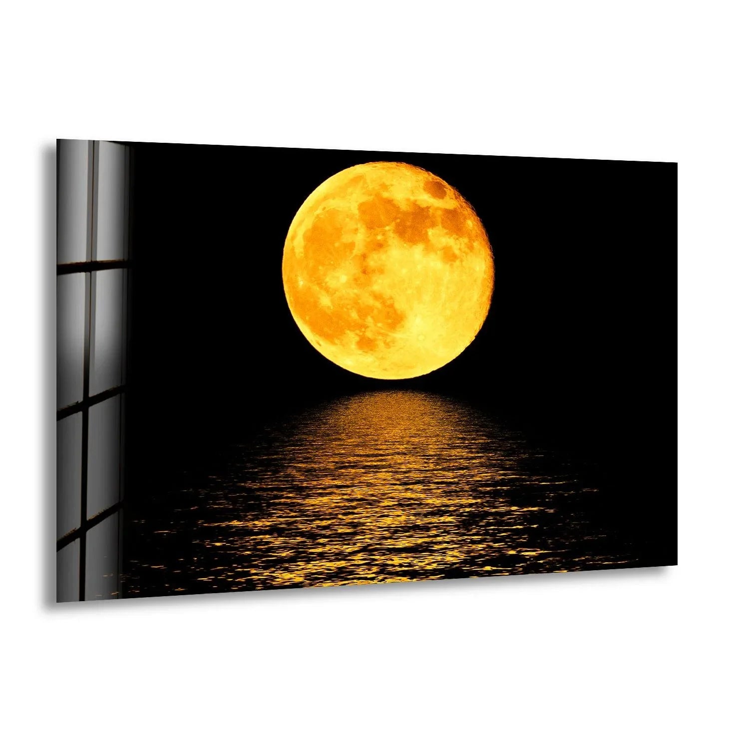 MyPhotoStation: Moonlight Orange Glass Wall Art-Glass Art For The Wall
