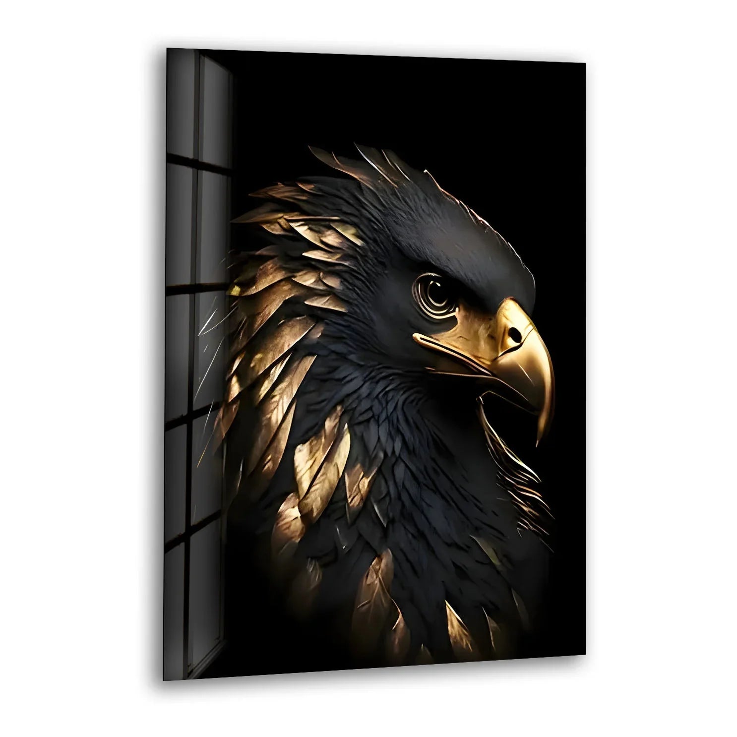 Black Gold Eagle Glass Wall Art-Prints On Glass Wall Art – MyPhotoStation