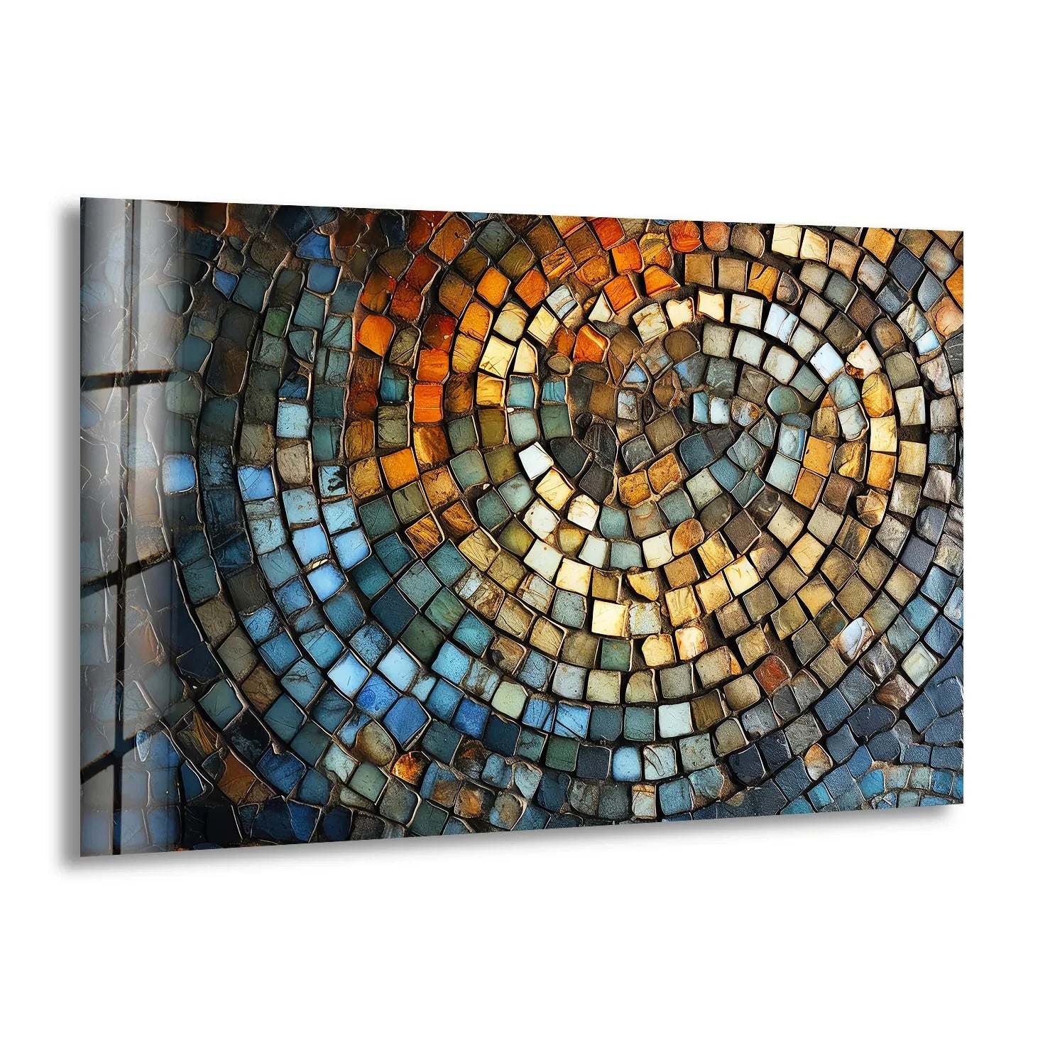 Rustic Mosaic Wall Art – Textured Abstract Stone Tile Glass Print ...