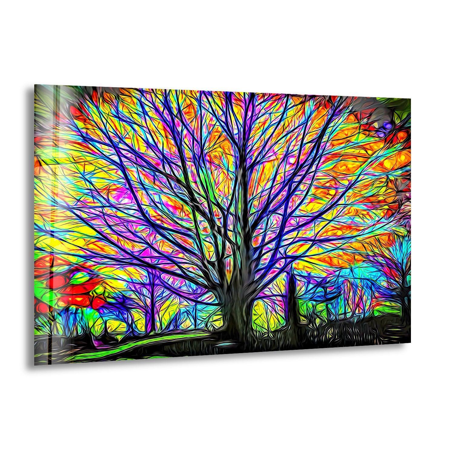 Colorful Tree Wall Art – Vibrant Glass Decor Statement – MyPhotoStation