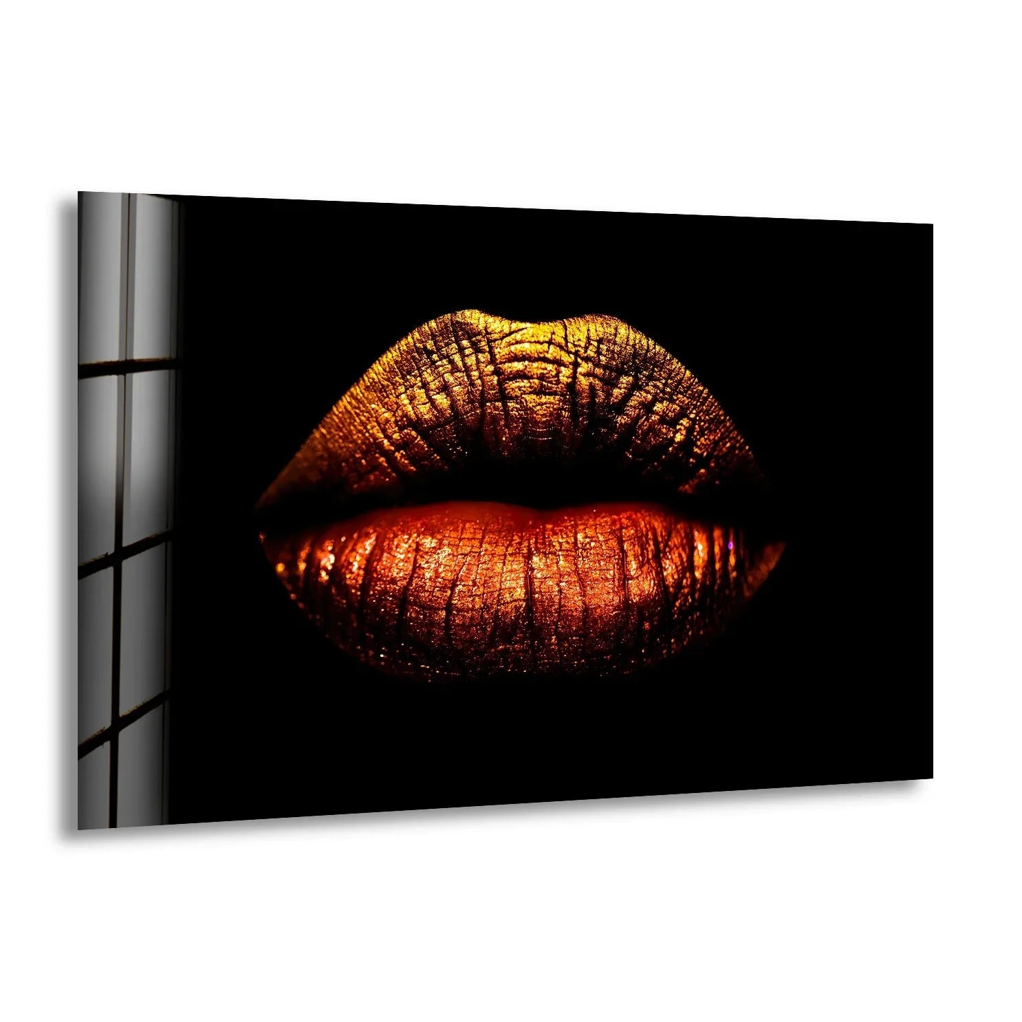 Fiery Lips Wall Art – Bold Glass Decor Statement