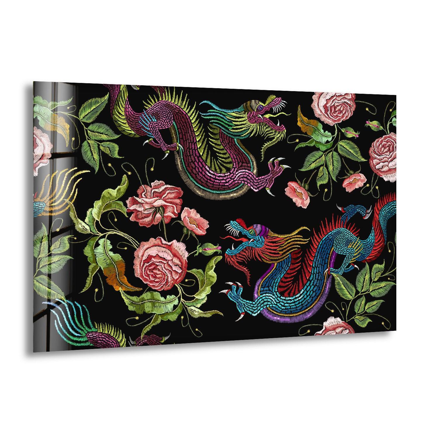 Japanese Dragon Wall Art – Enchanting Floral Elegance – MyPhotoStation