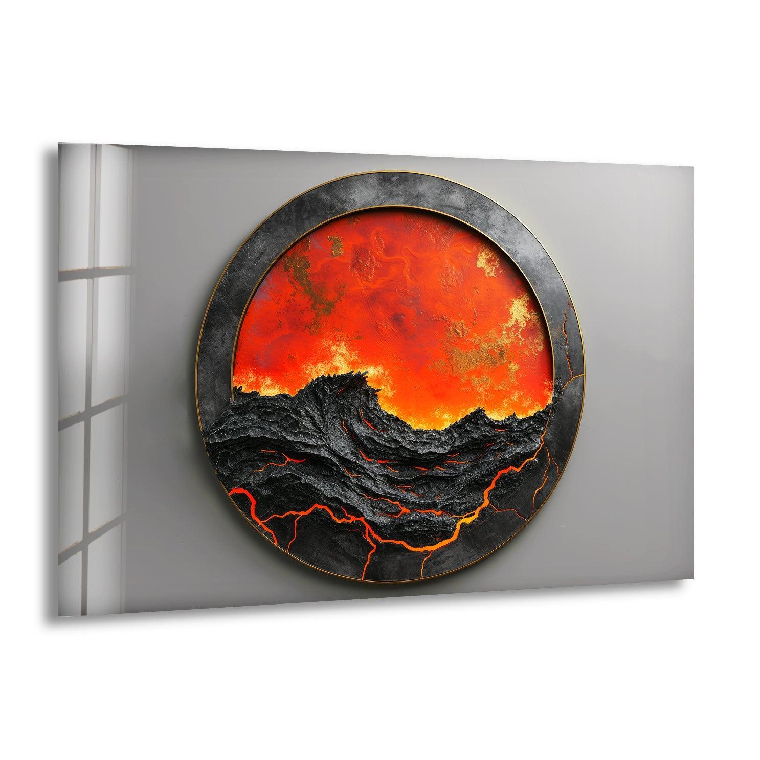 Modern Volcano Abstract Art – Dramatic Glass Wall Art – MyPhotoStation